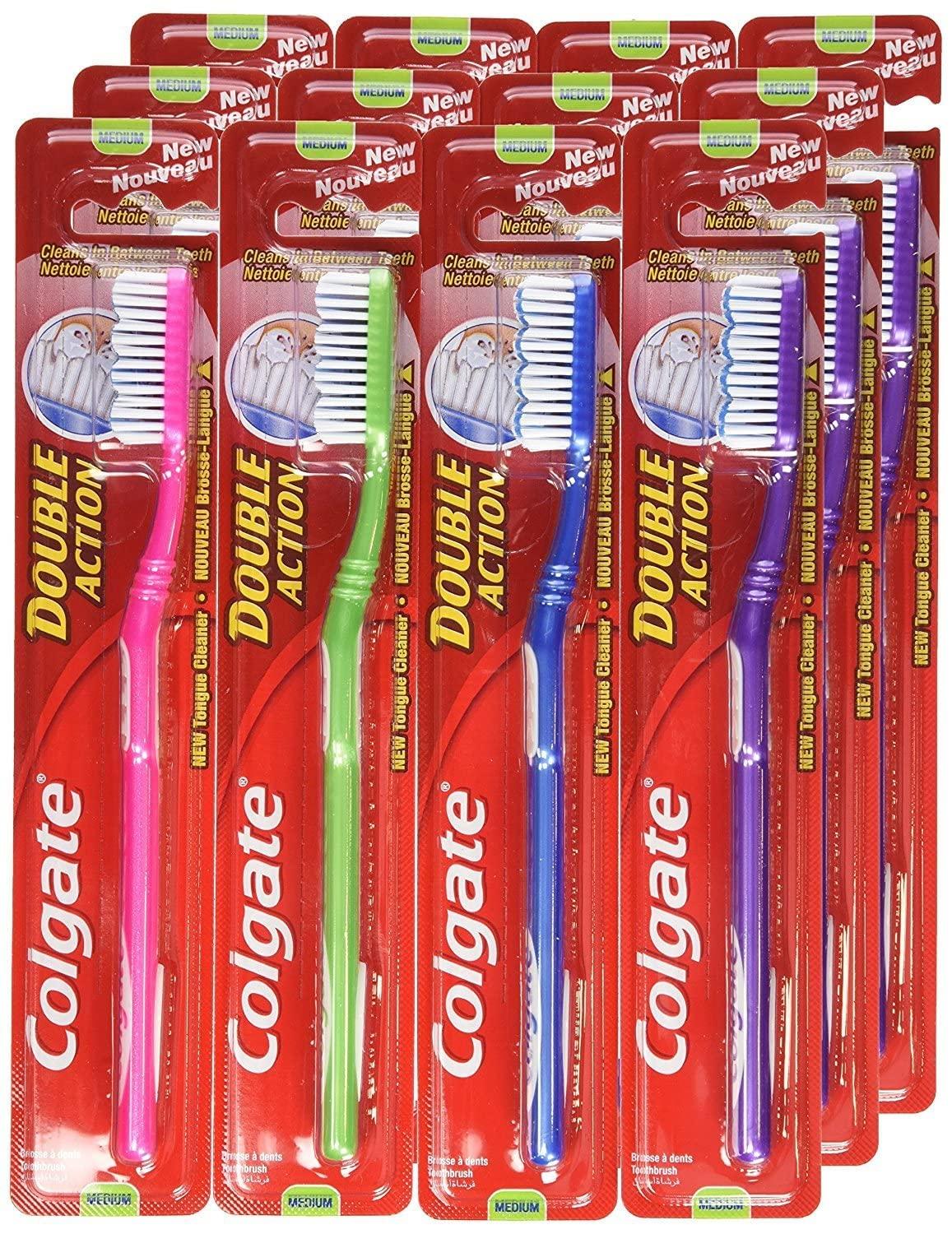 Colgate Double Action Toothbrush - Medium (12-Pack) | Effective ...