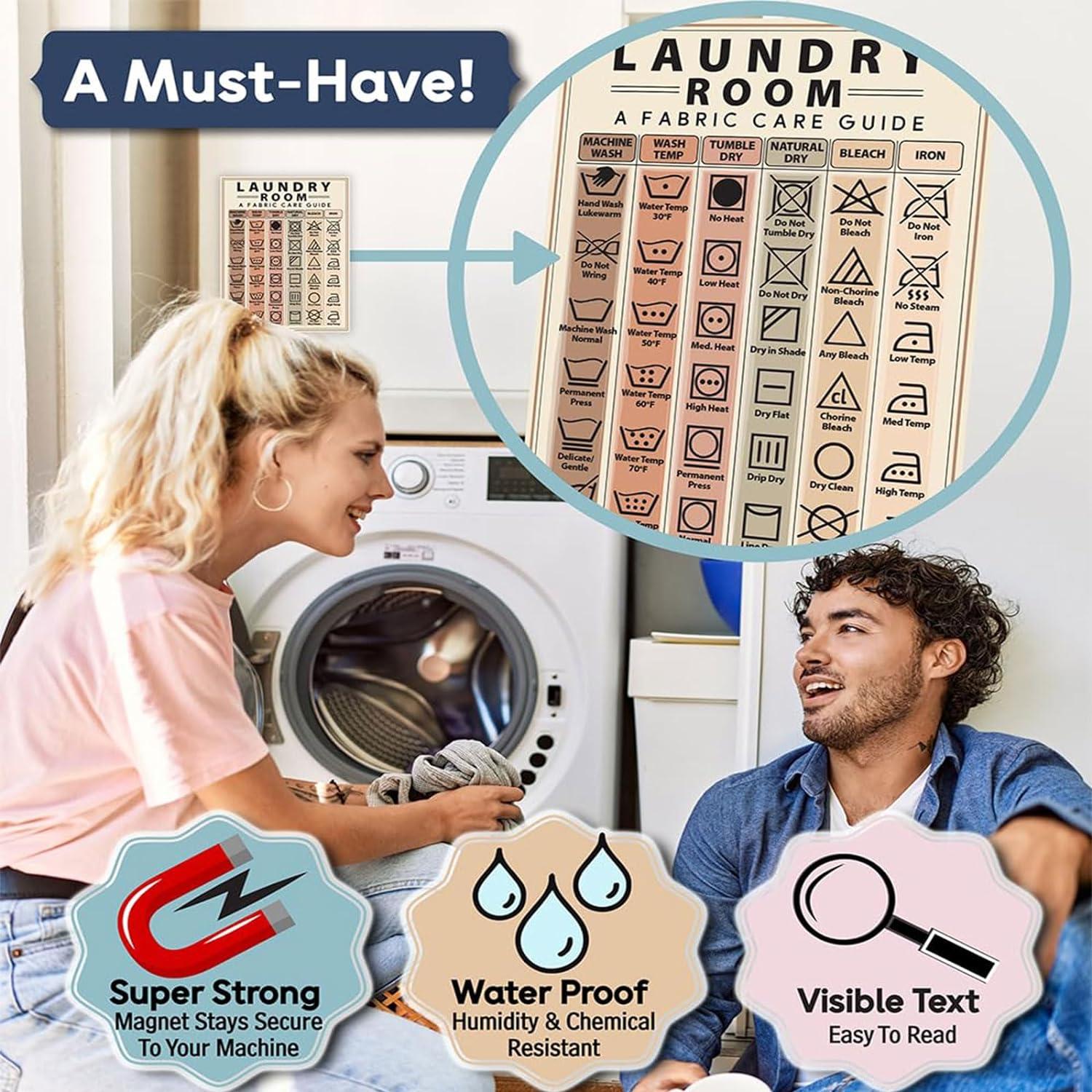 Laundry Symbols Guide Magnet - Laundry Magnets For Washing Machine ...