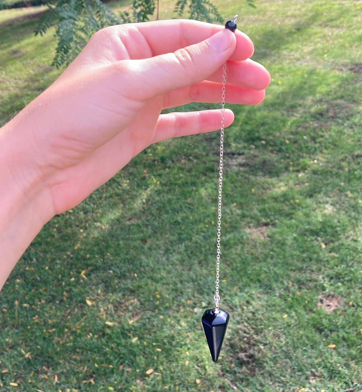 Black Acher Acht - Natural Stone Crystal Pendulum | Hexagonal Vintage ...