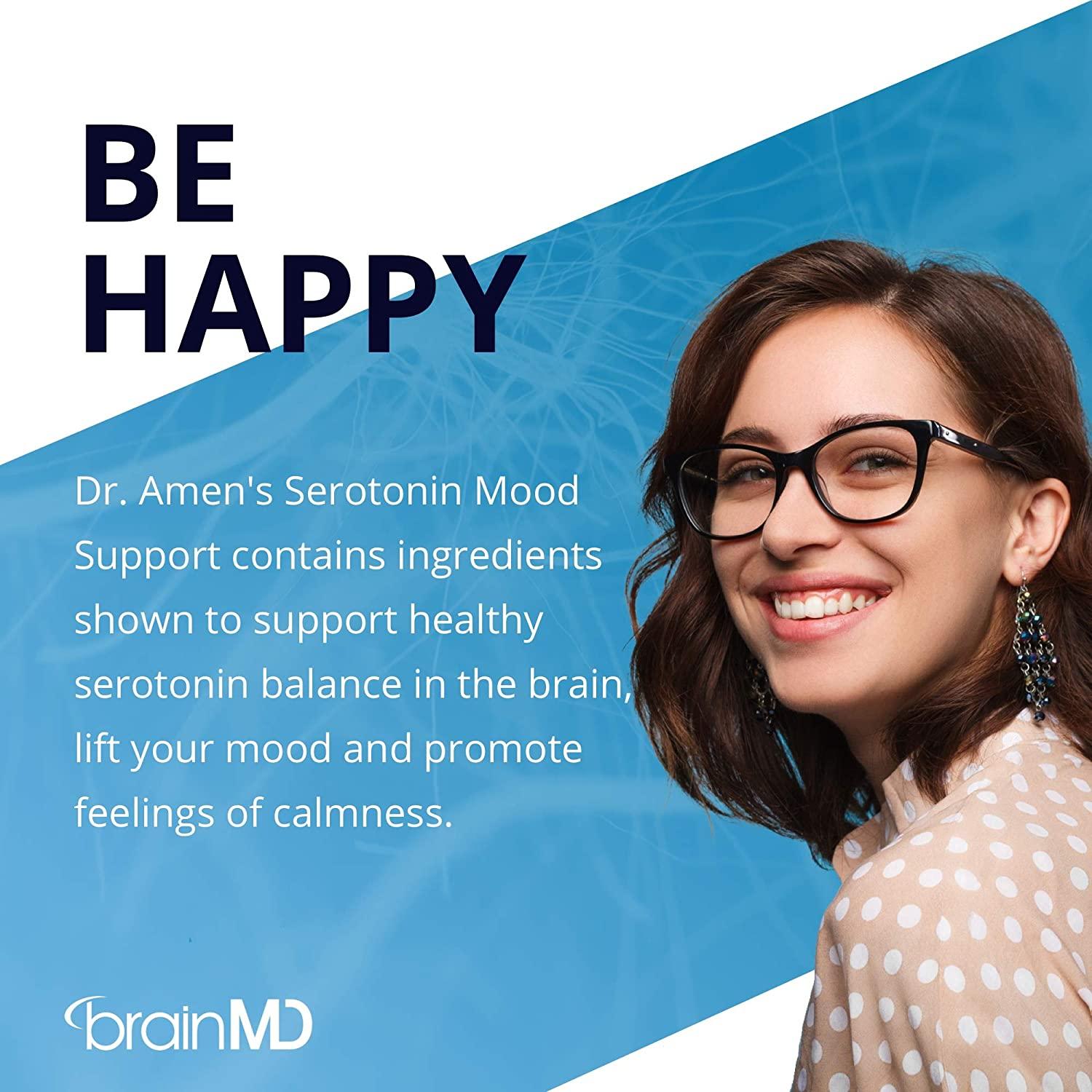 BrainMD Serotonin Mood Support Capsules - 120 Count - Promotes Tranquil ...