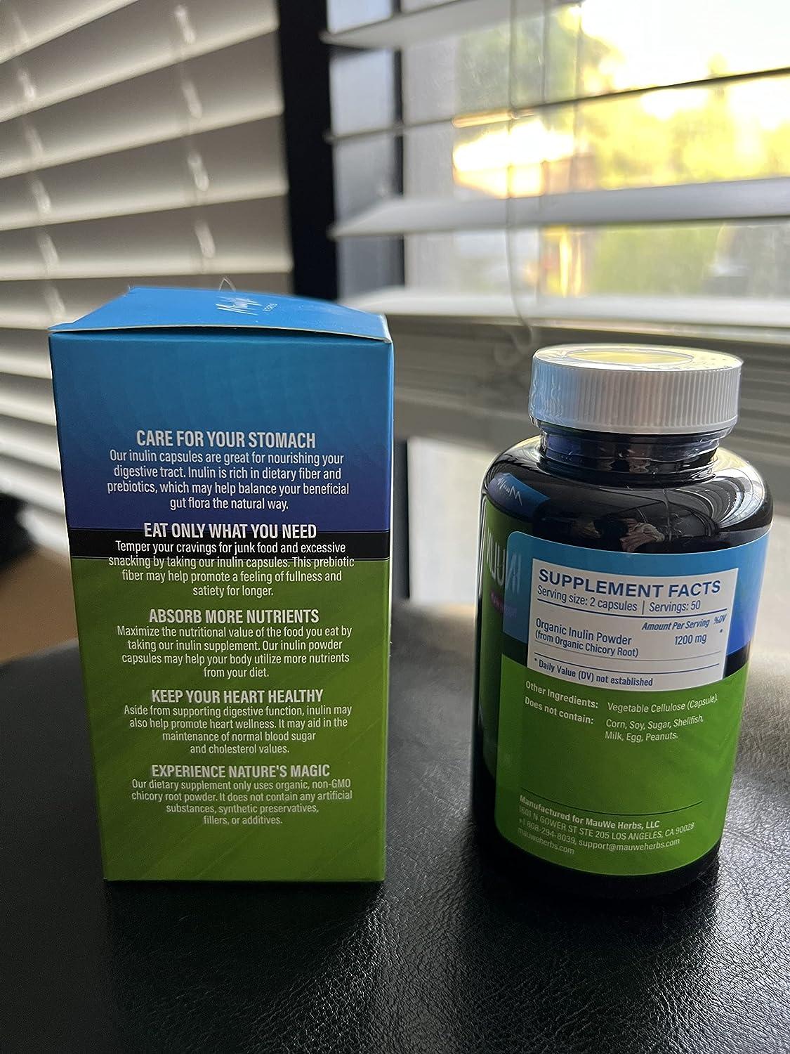 Organic Chicory Root Inulin Capsules for Digestive Health & Weight ...