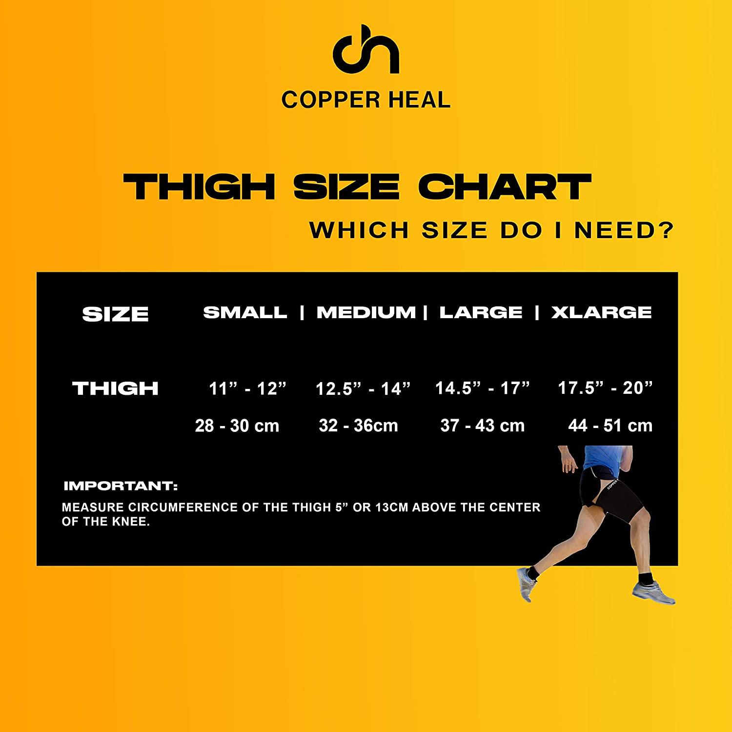 COPPER HEAL THIGH Compression Sleeve - Medium Size, Ideal for Hamstring ...