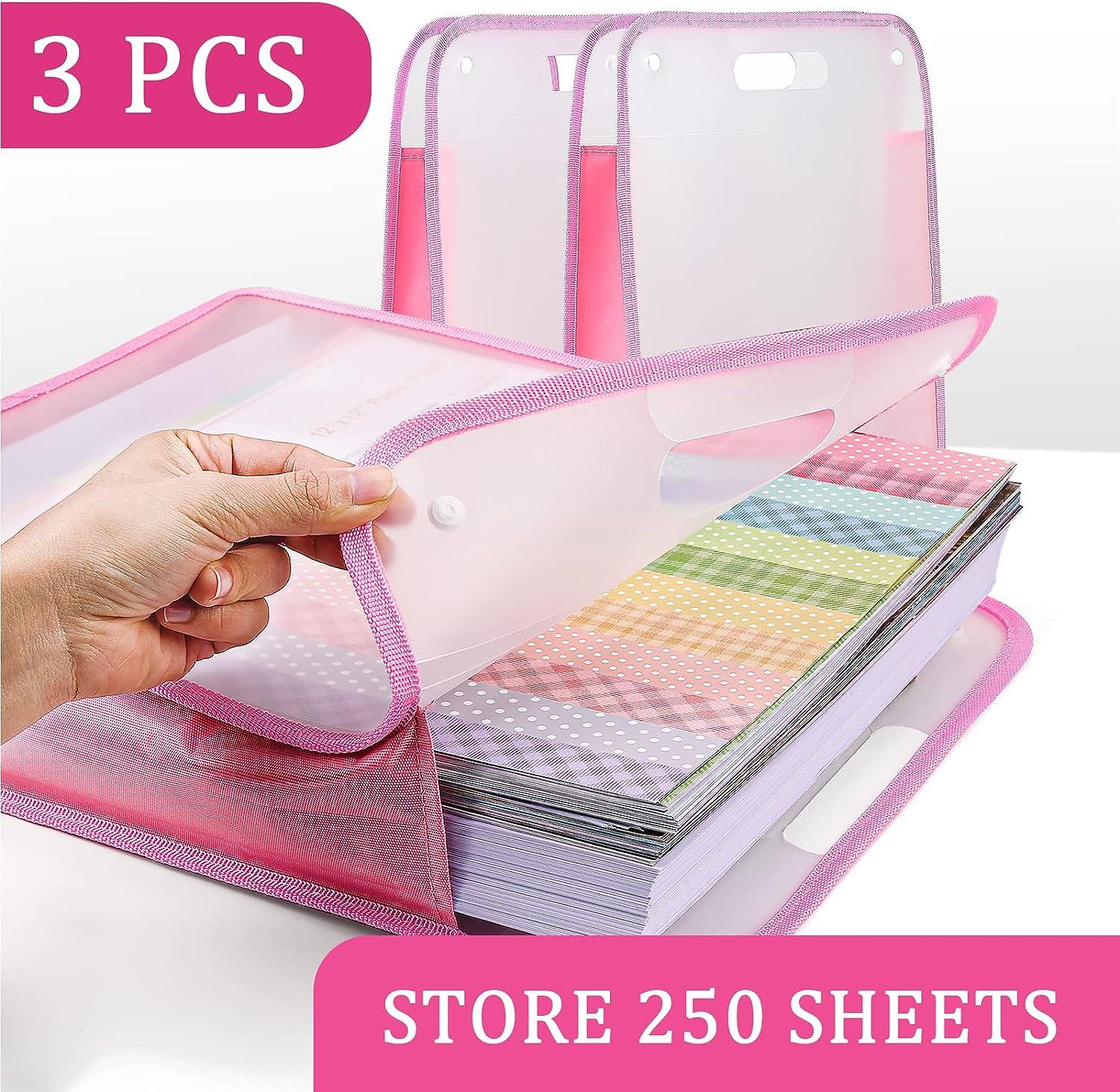 Caydo Pink Scrapbook Paper Storage Organizer for 12x12 Sheets with ...