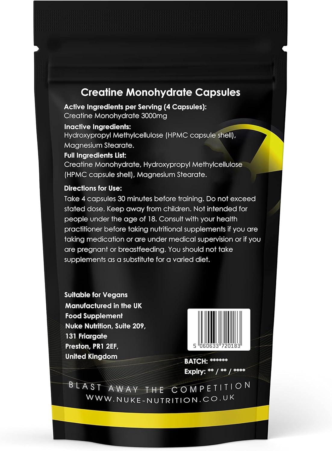 Nuke Nutrition Creatine Tablets 3000mg - 365 Count - Pure Creatine ...