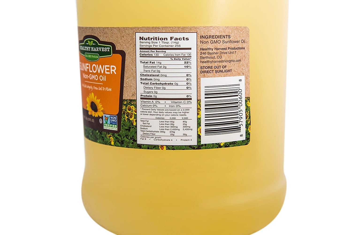 Healthy Harvest Non-GMO Sunflower Oil - 1 Gallon - Ideal Cooking Oil ...