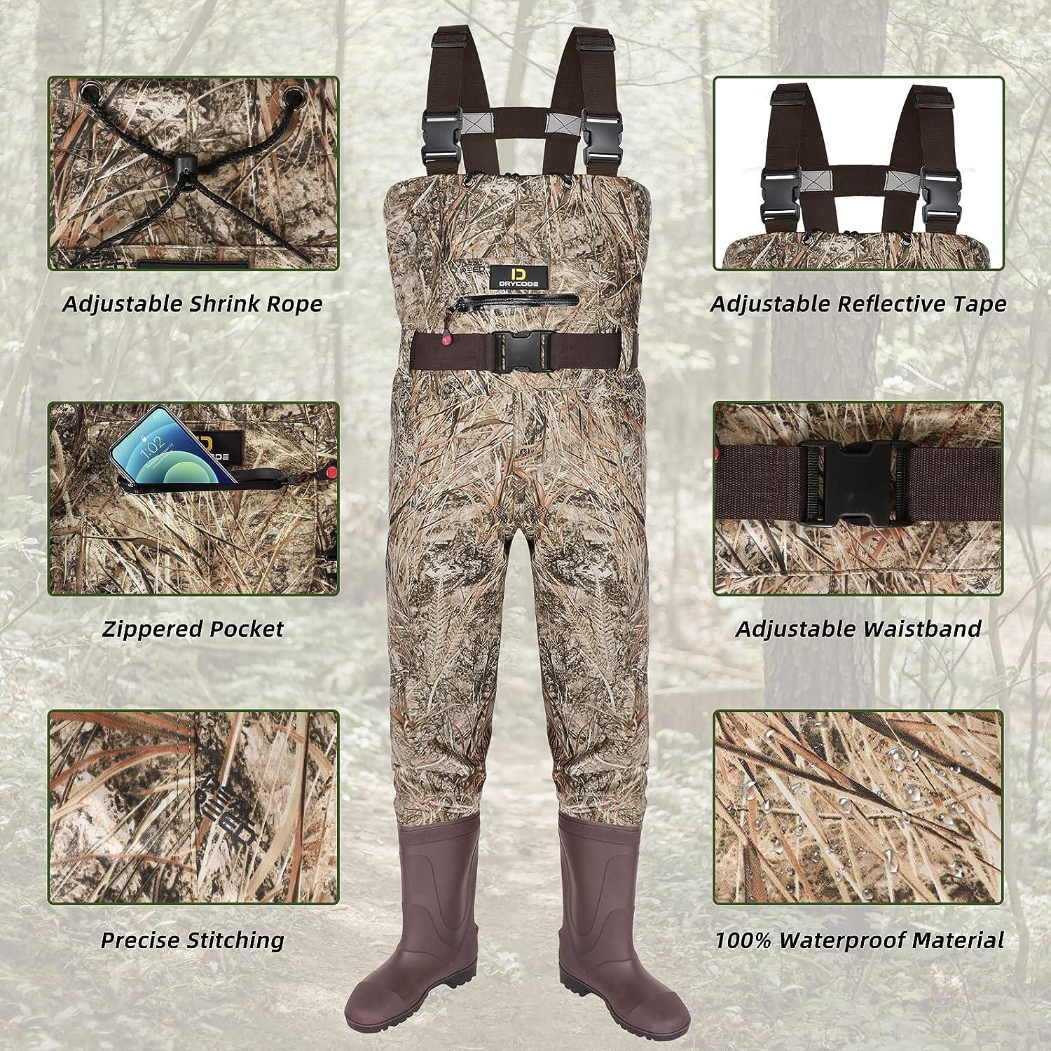 DRYCODE Waders for Men, Chest Waders for Men with Boots Waterproof, 2-Ply Nylon/PVC Women's Duck ...