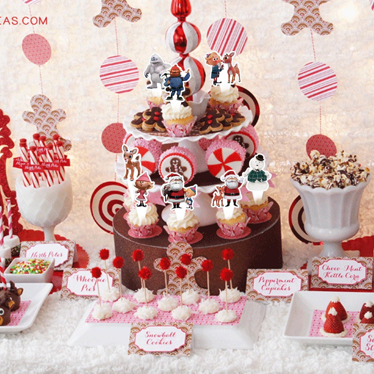 Rudolph the Red Nosed Reindeer Birthday Party Cake Topper 37Pcs ...