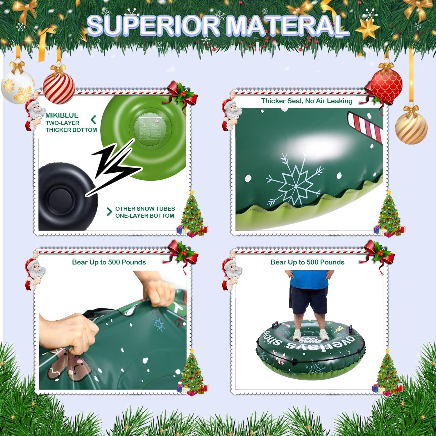 4.0 Inch Heavy Duty Inflatable Snow Tube Sled for Kids and Adults ...