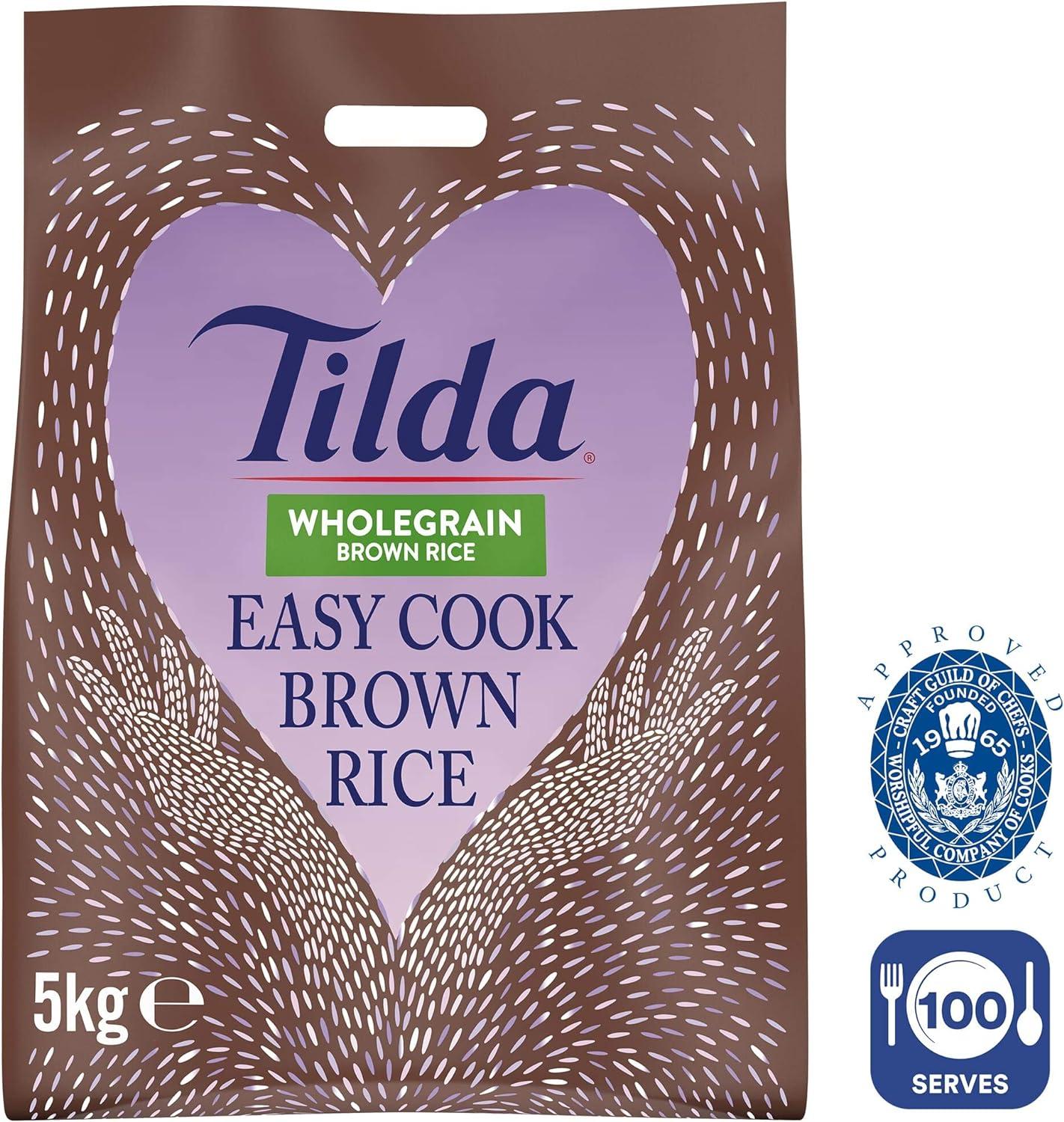 Tilda Easy Cook Wholegrain Brown Rice 5kg - Quick and Healthy Cooking ...