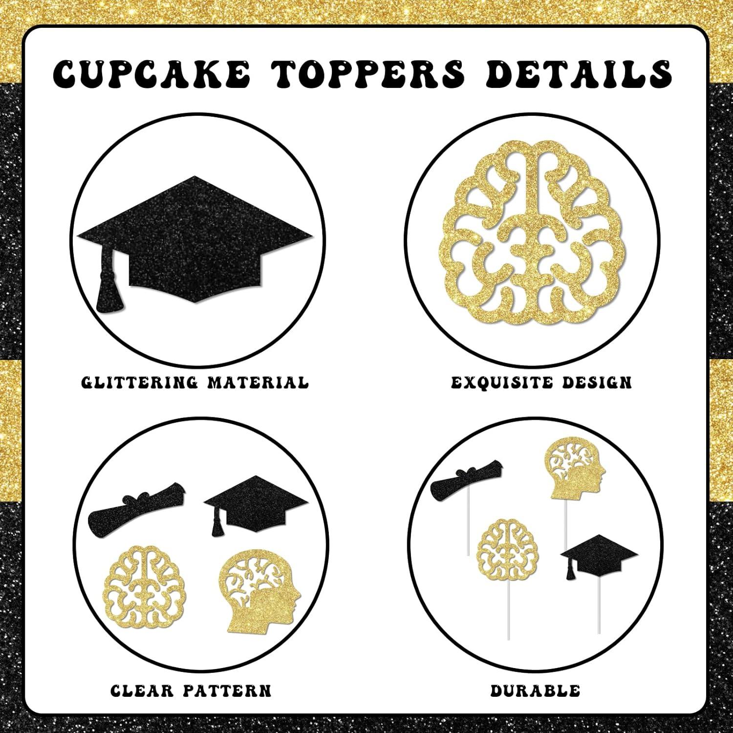 kreat4joy 24pcs Brain Graduation Cupcake Toppers Neurologist Graduation ...