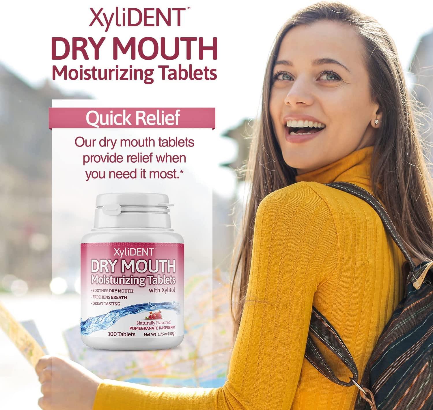 XyliDENT Xylitol Tablets for Dry Mouth Relief - Pomegranate Raspberry ...