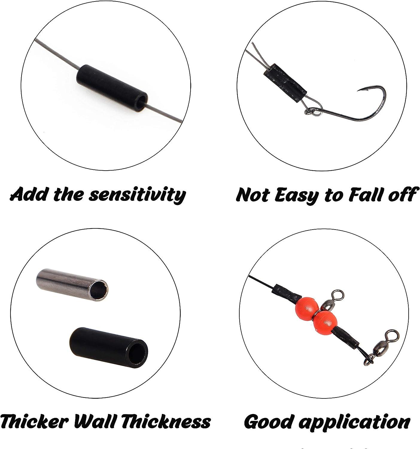 AGOOL Fishing Wire Single Barrel Crimp Sleeves - 300pcs Black Oxidized ...