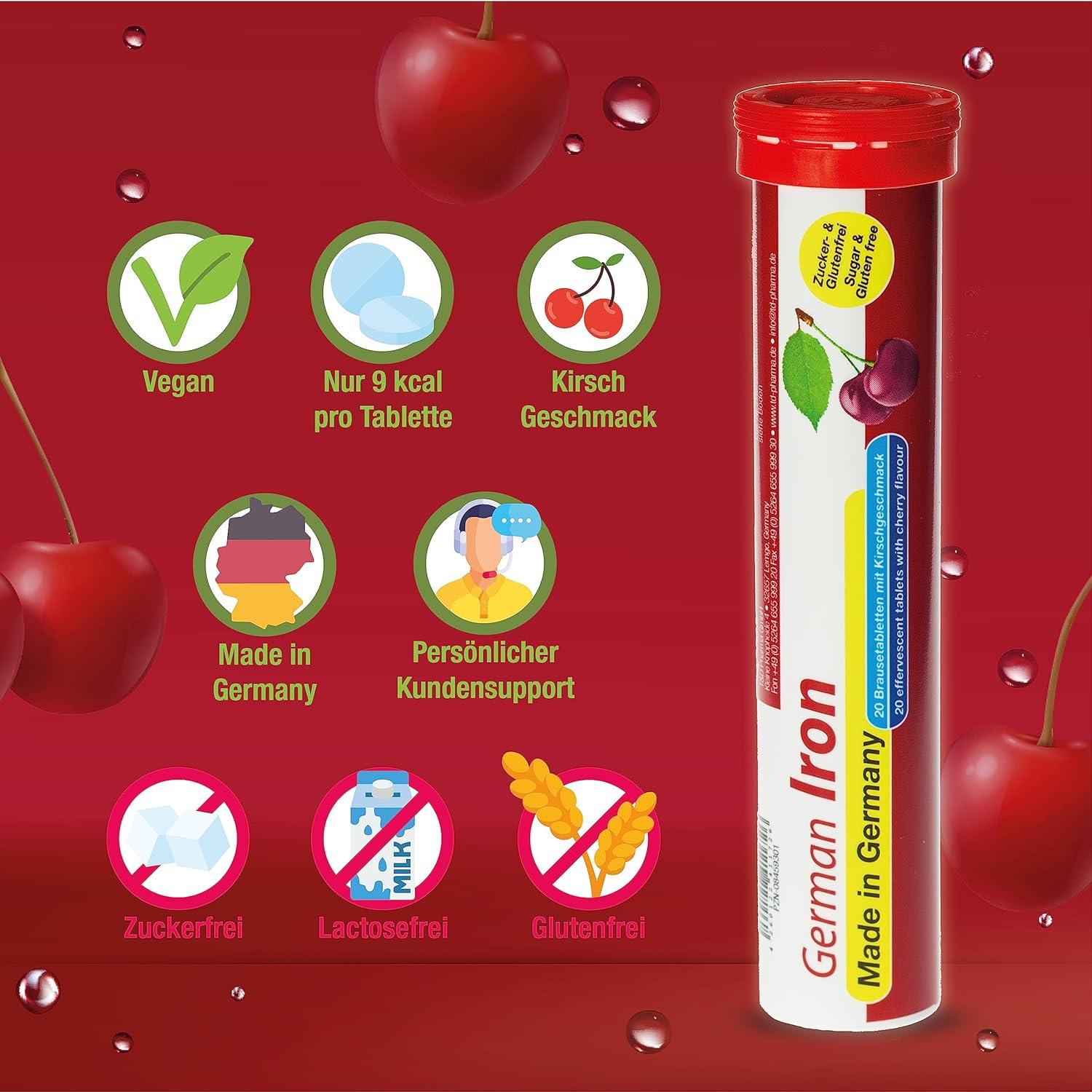 Buy T&D Pharma Iron Effervescent Tablets - Cherry Flavor 14mg Iron ...