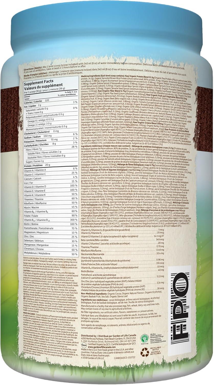Garden of Life Raw All-in-One Nutritional Shake Chocolate Cocoa (28 ...