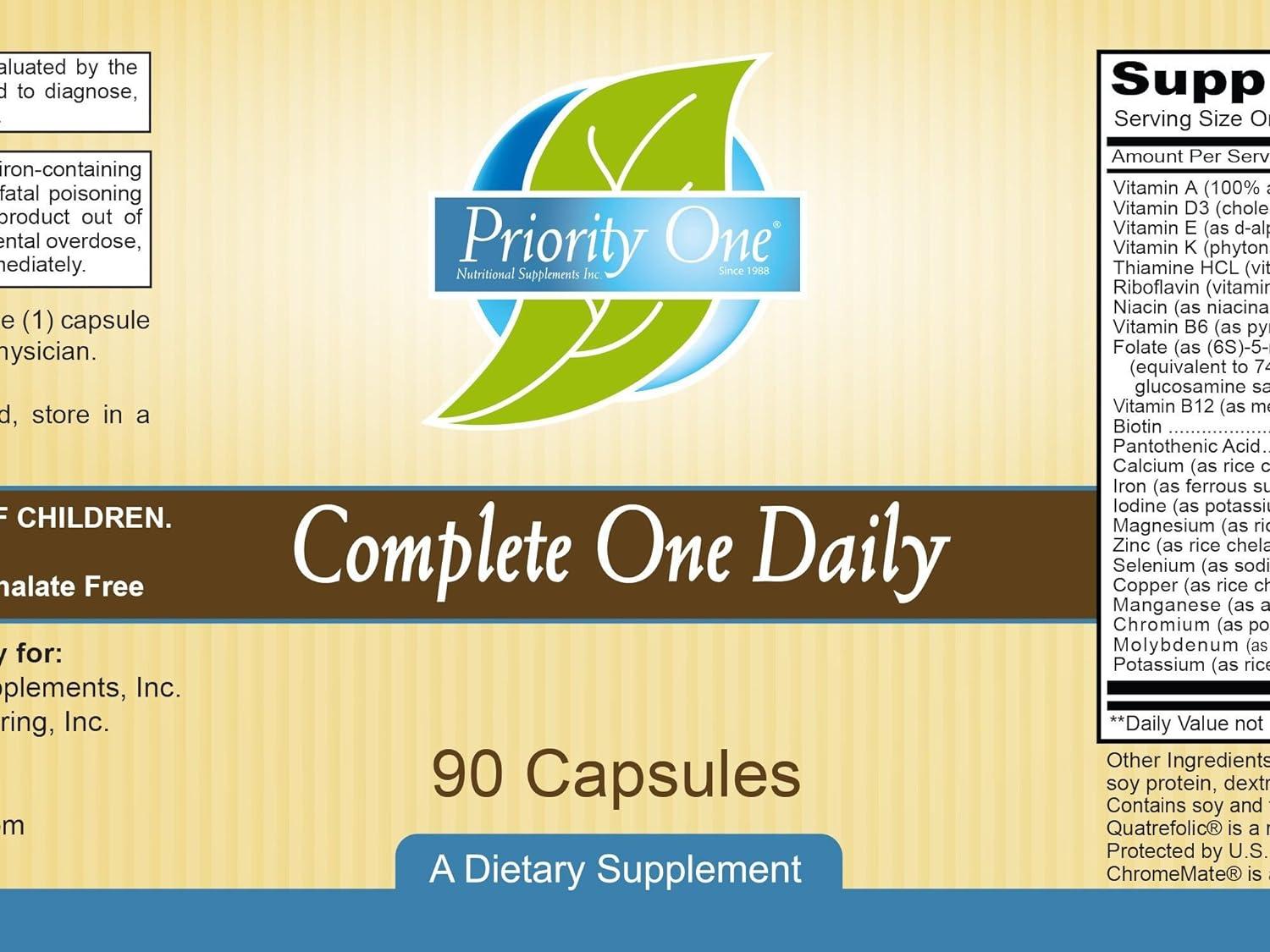 Priority One Vitamins Complete One Daily 90 Capsules - Multi Vitamin ...