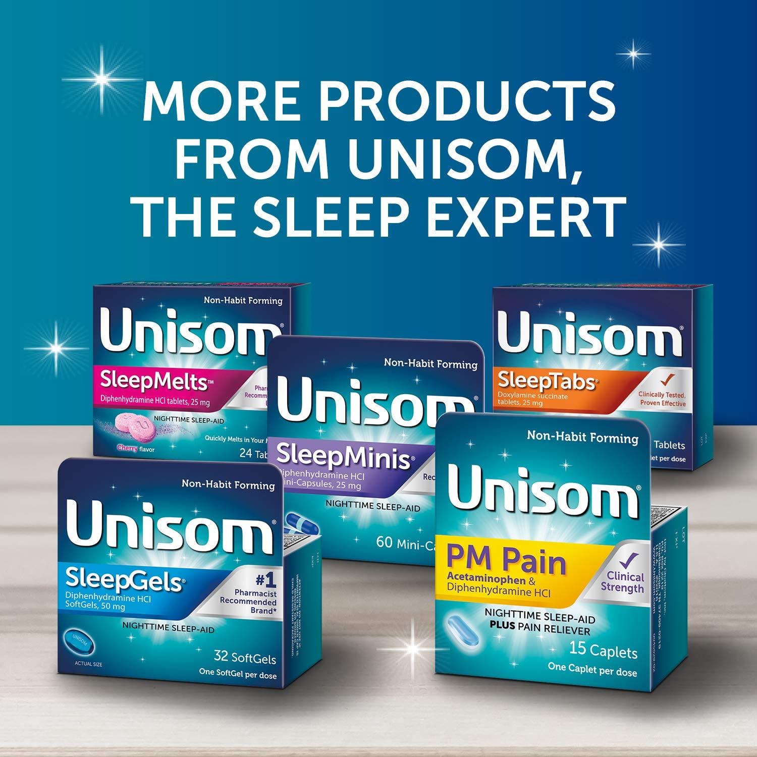 Unisom PM Pain Nighttime Sleep-Aid with Acetaminophen & Diphenhydramine ...