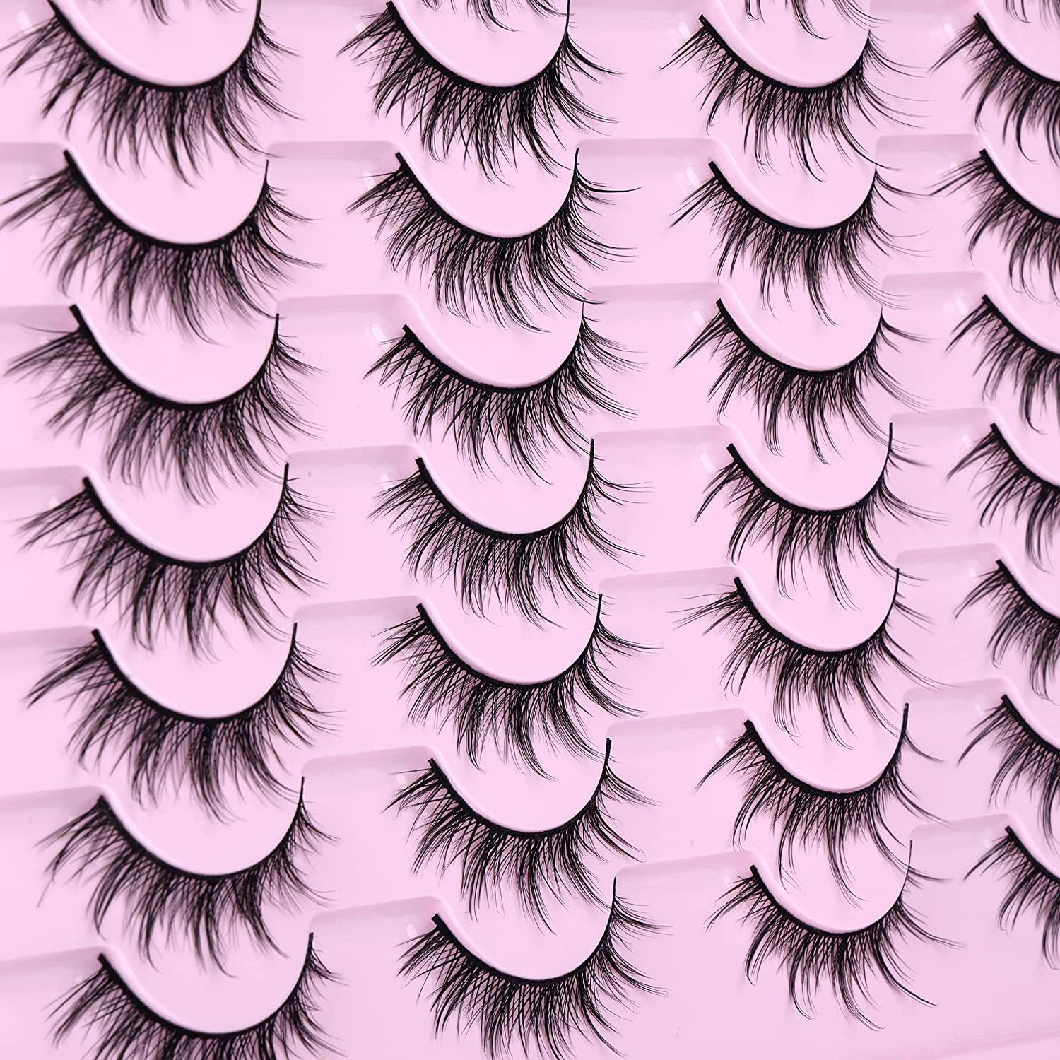 JIMIRE 3D Fluffy False Eyelashes - Natural Cluster Wispy & Spiky - 20 ...