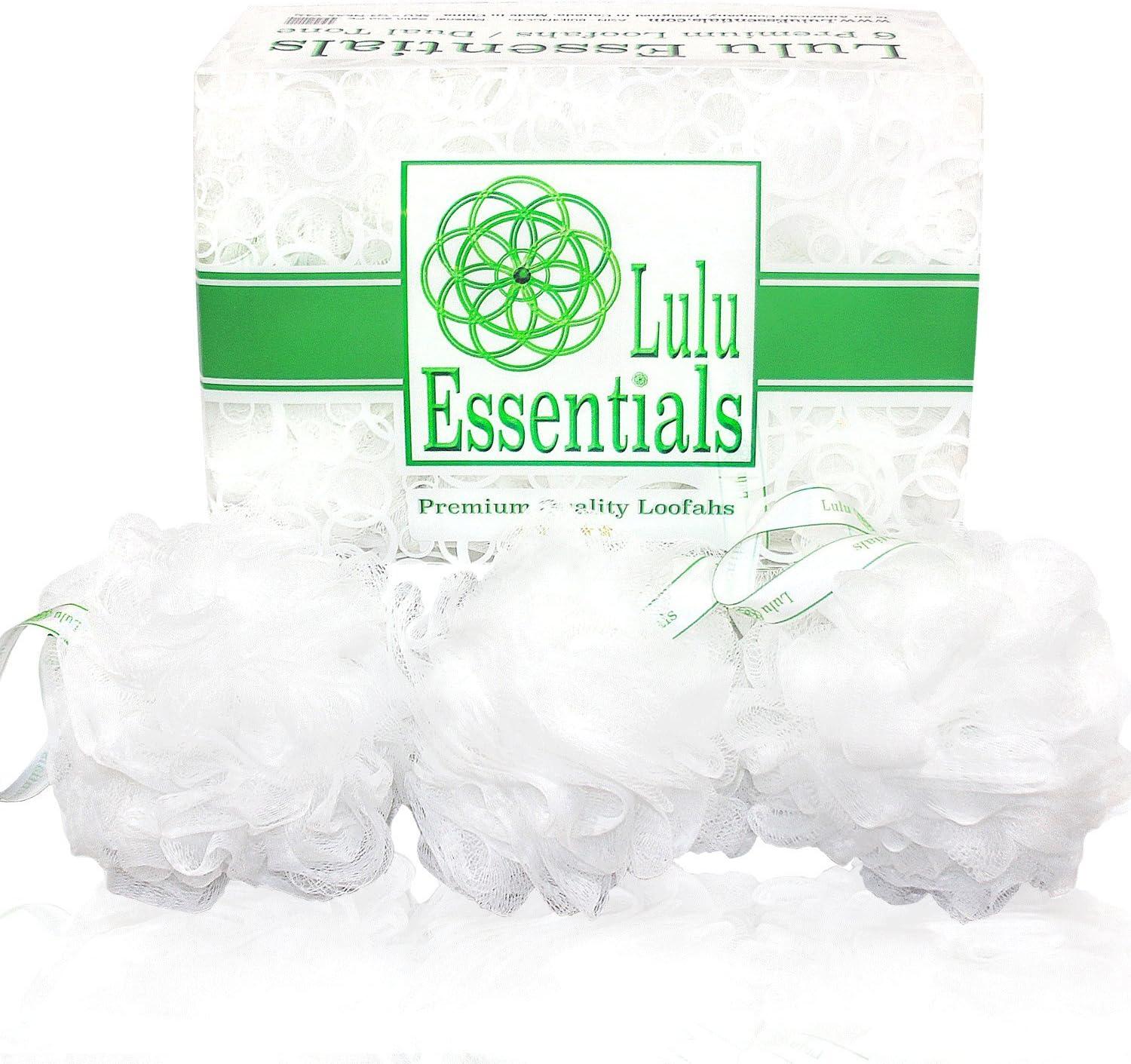 Premium Lulu Essentials Bath and Shower Loofah Poufs - 6 Pack, 60g Each ...