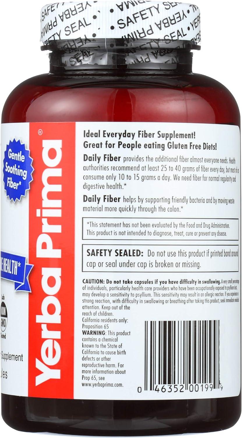 Yerba Prima Daily Fiber 625mg 180 Caplets - Natural Digestive Support ...