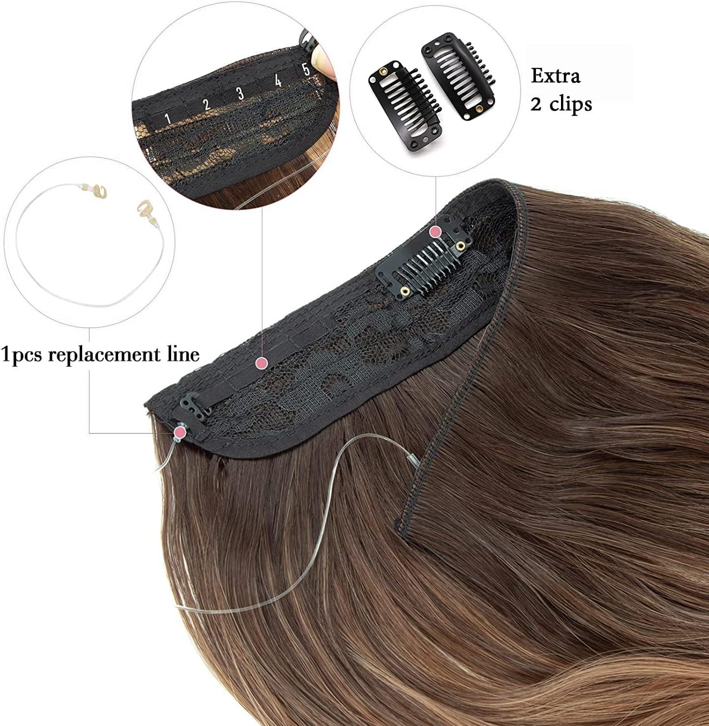20 Inch Synthetic Wavy Transparent Invisible Wire Hair Extensions in ...