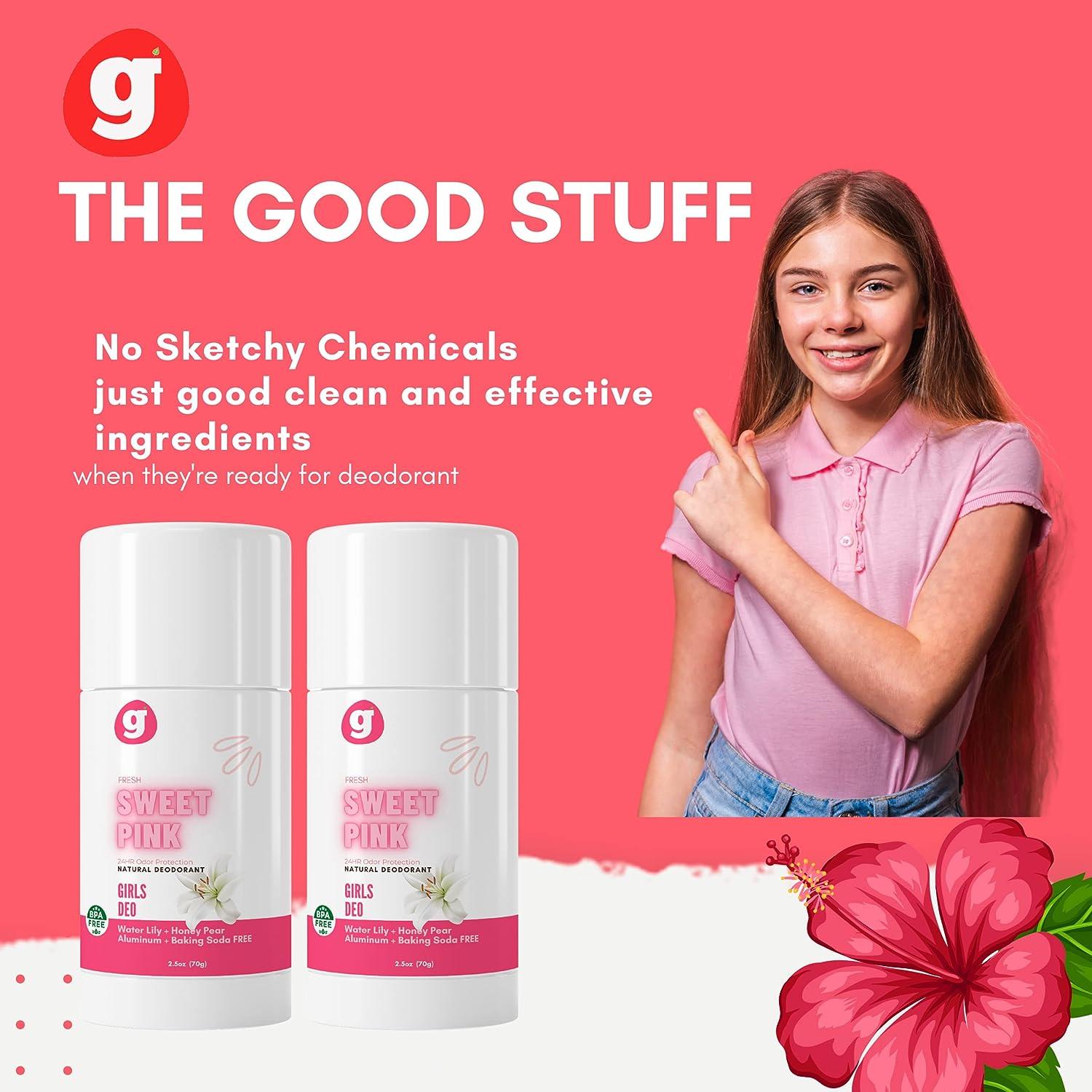 GrowingBasics Girls Deodorant Set of 2 for Ages 6 & Up - Sweet Pink ...