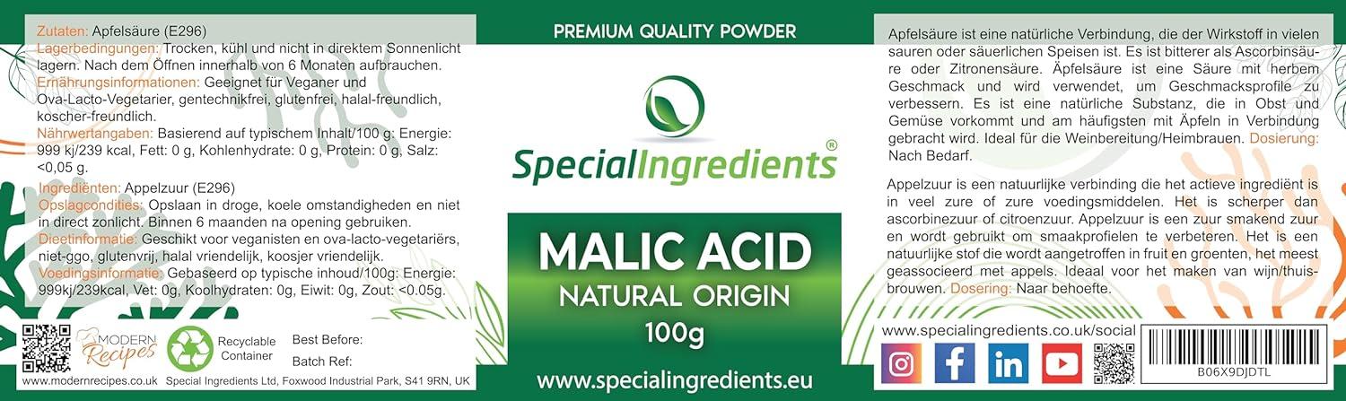 Special Ingredients Malic Acid Powder 100g Premium Quality Natural ...