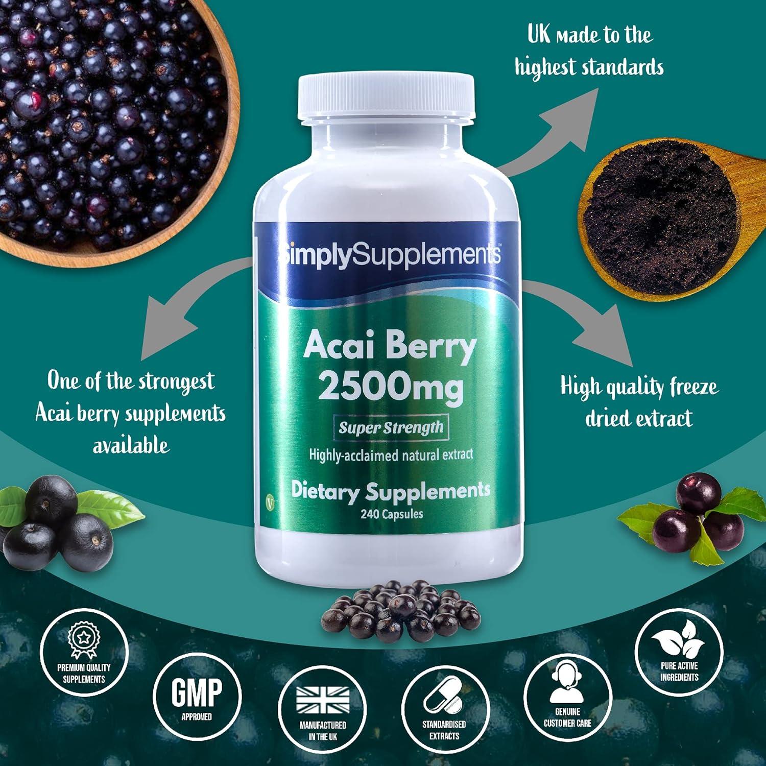 Acai Berry 2500mg Capsules | Vegan & Vegetarian Friendly | Made in UK ...