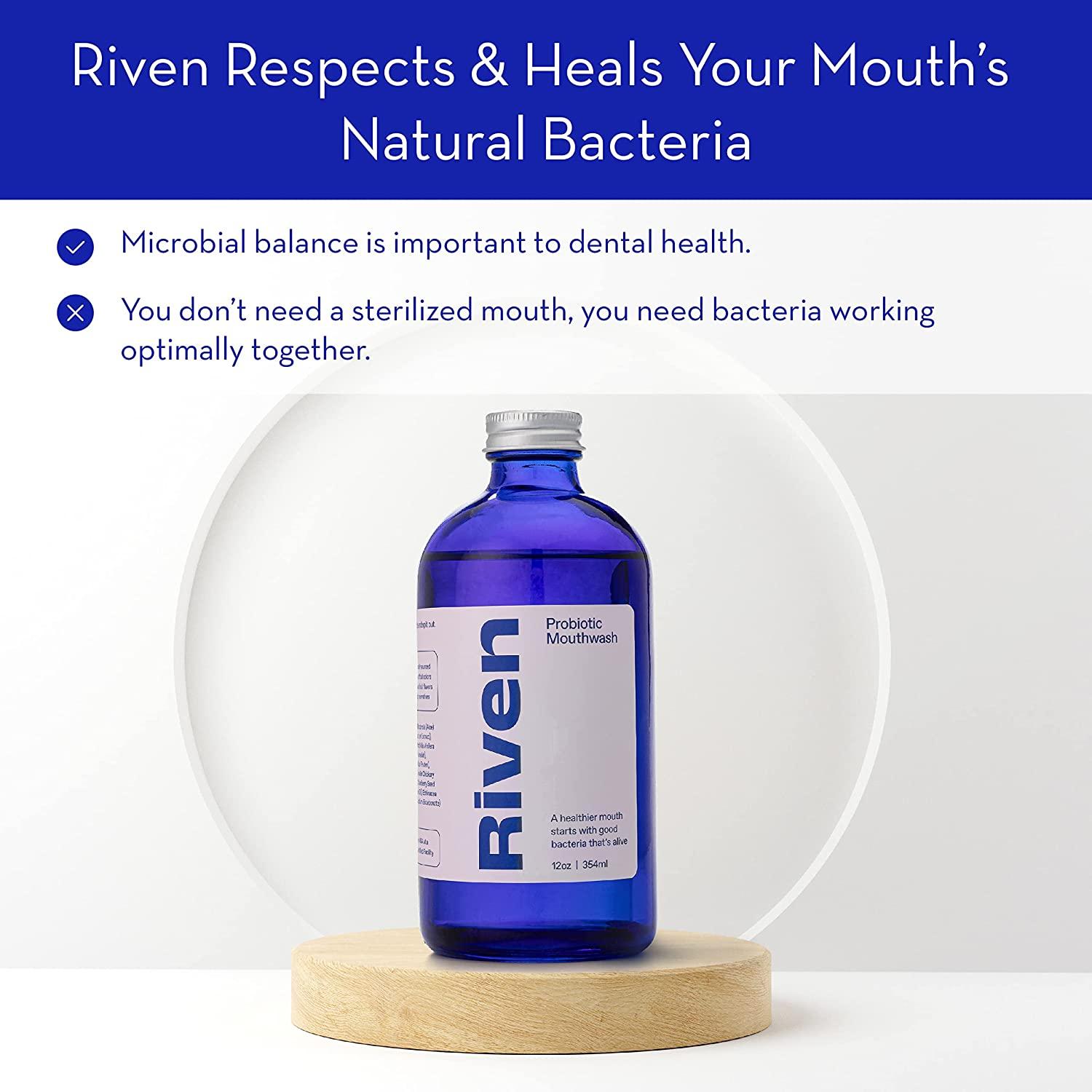 Riven Probiotic Mouthwash - Cool Mint Anti-Cavity Dry Mouth Plaque ...