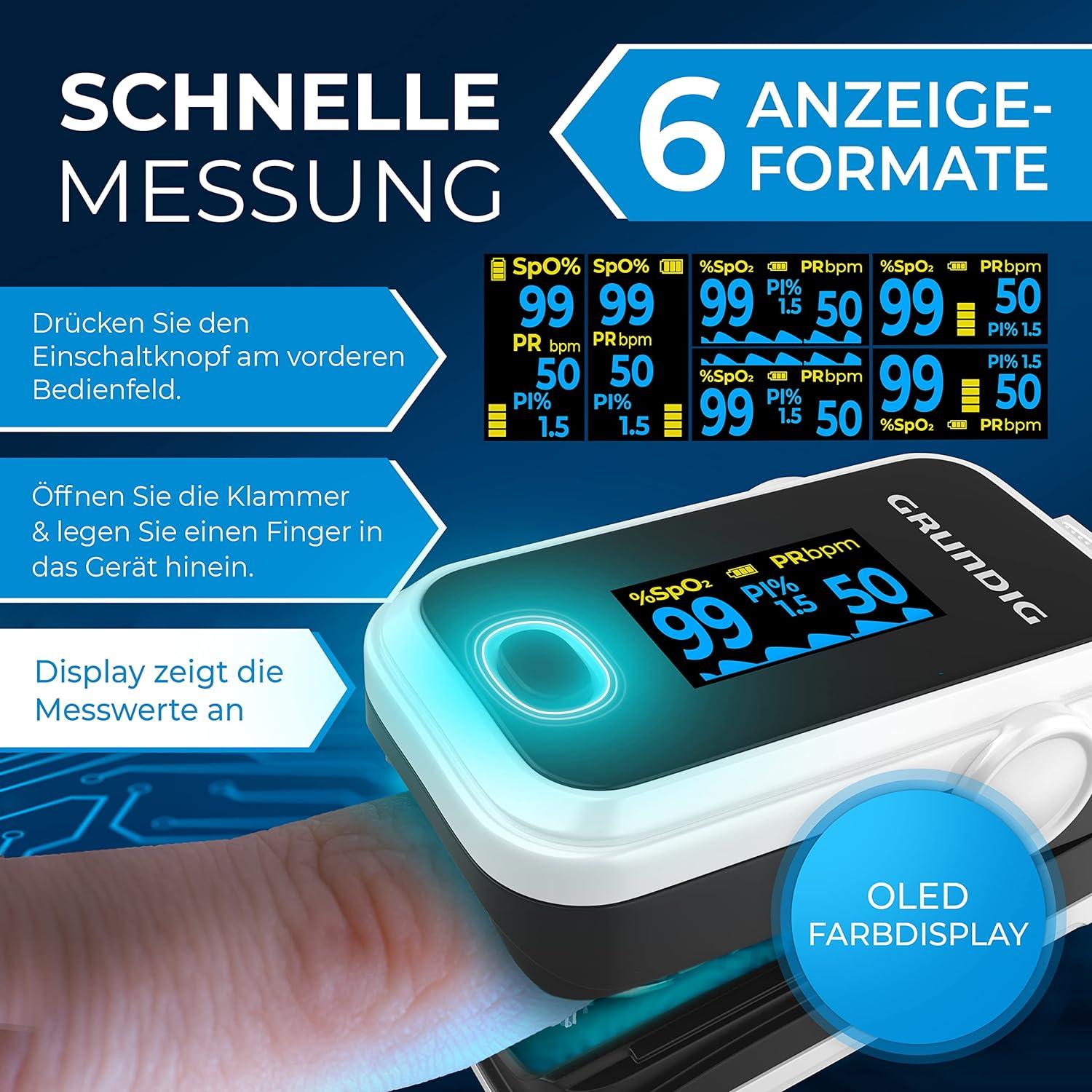 Buy Grundig Pulse Oximeter - High-Precision Finger Oxygen Saturation ...