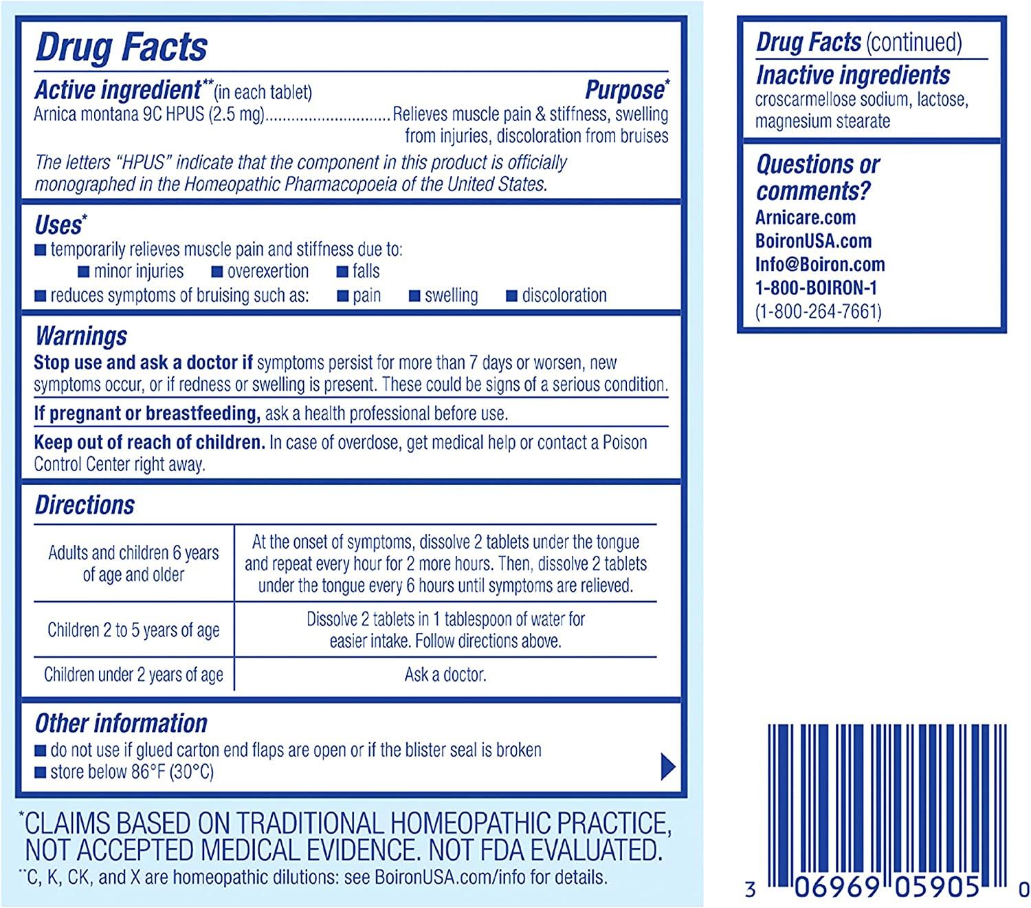 Boiron Arnicare Tablets for Muscle Pain Relief - 120 Count Pack - Joint ...