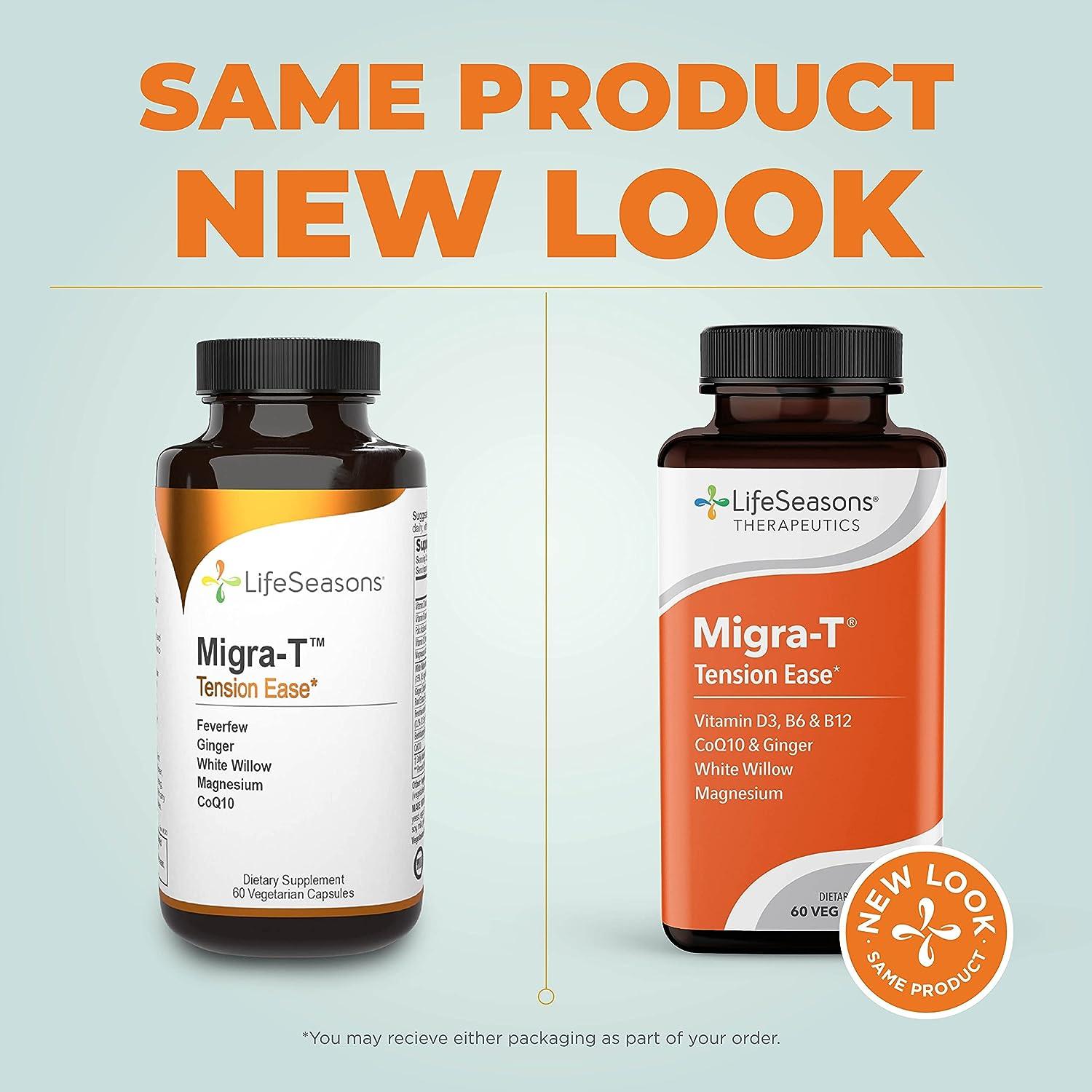 Life Seasons Migra-T Migraine Relief Supplement - Natural Headache Relief with Feverfew ...