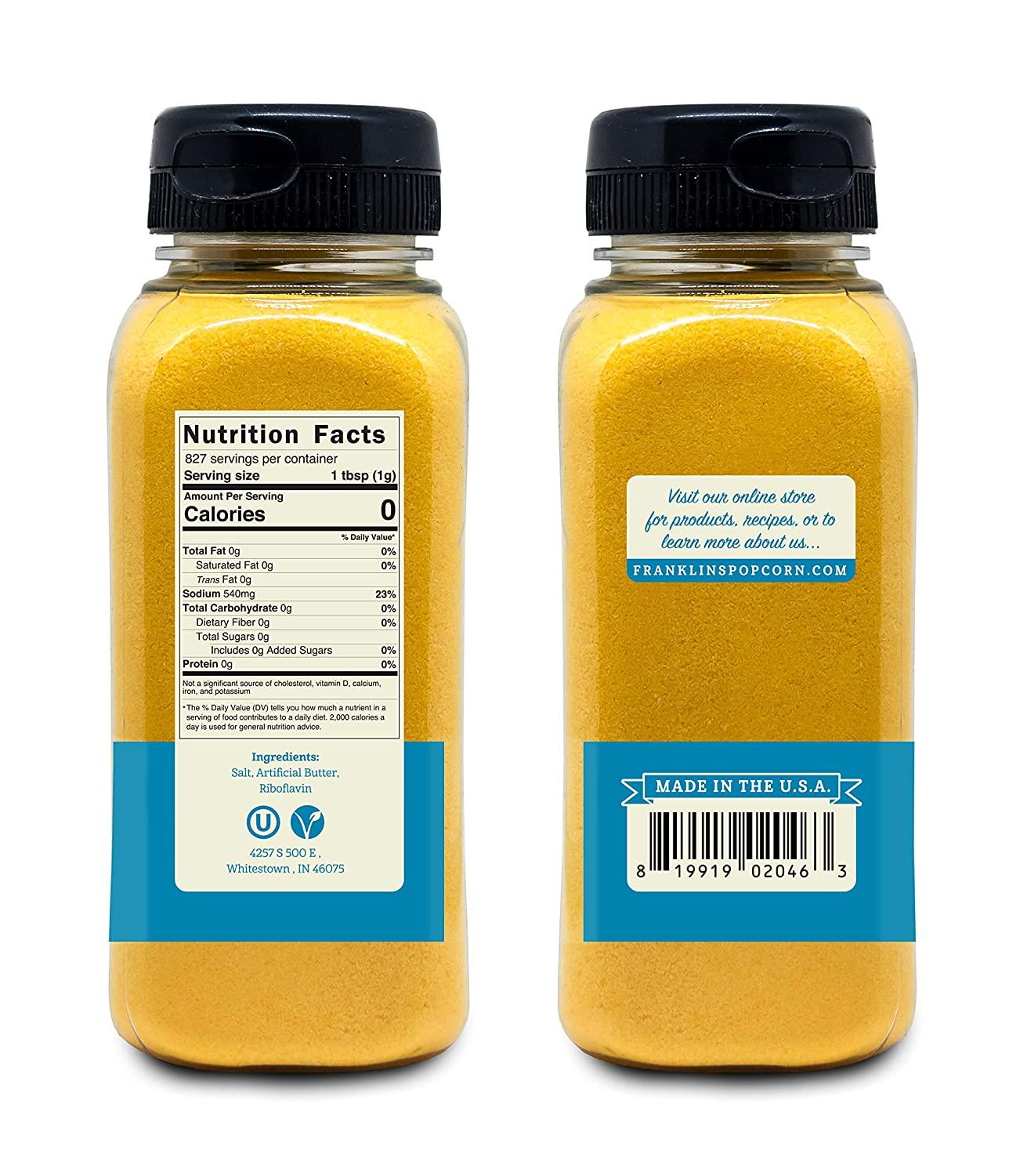 Franklin's Gourmet Popcorn Butter Flavored Salt - 8 oz. Bottle ...
