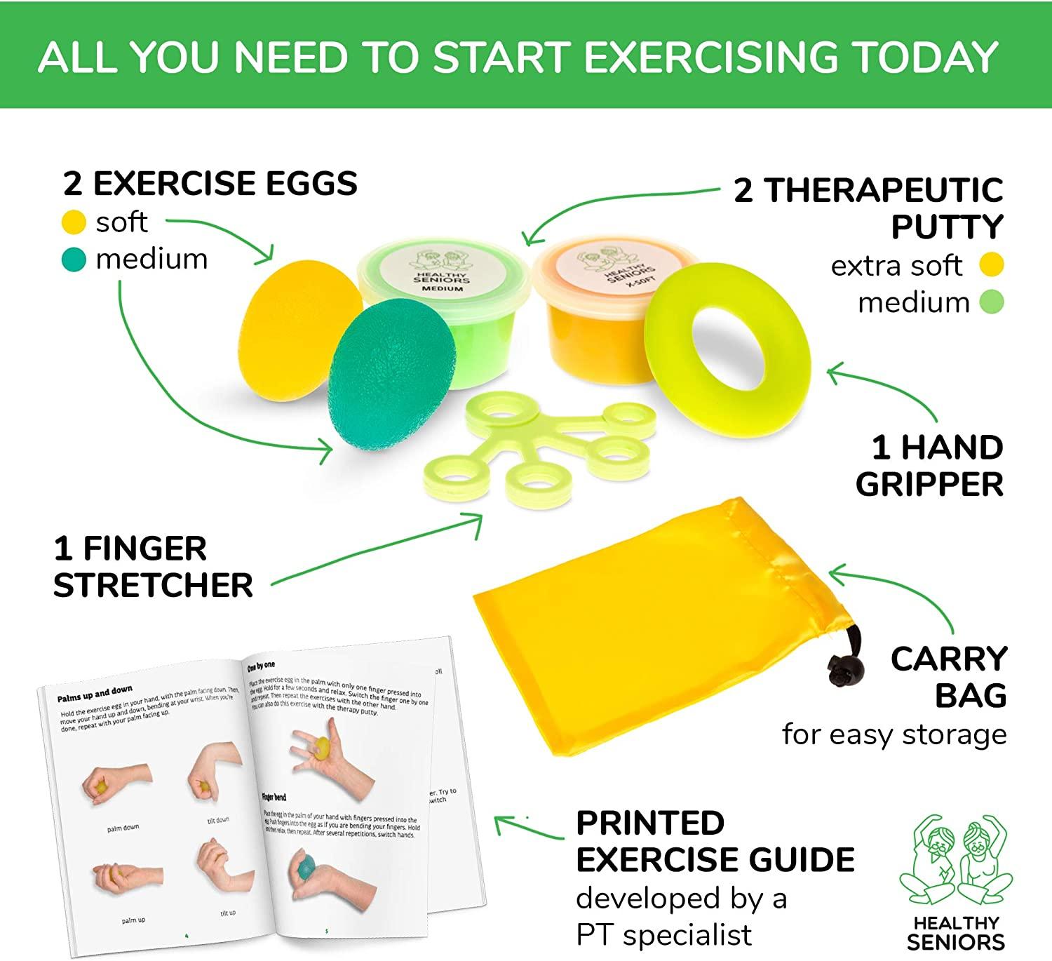 Healthy Seniors Hand Therapy Set for Arthritis Pain Relief and Strength ...