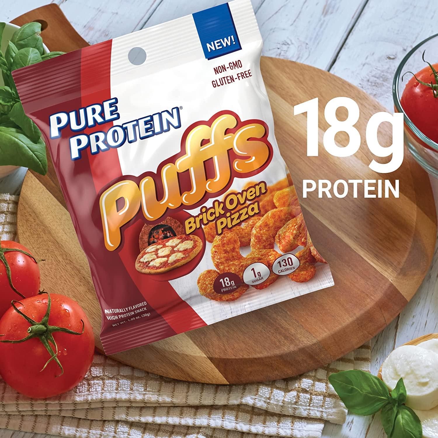 Pure Protein Puffs, Brick Oven Pizza, High Protein Snack, 18G Protein ...