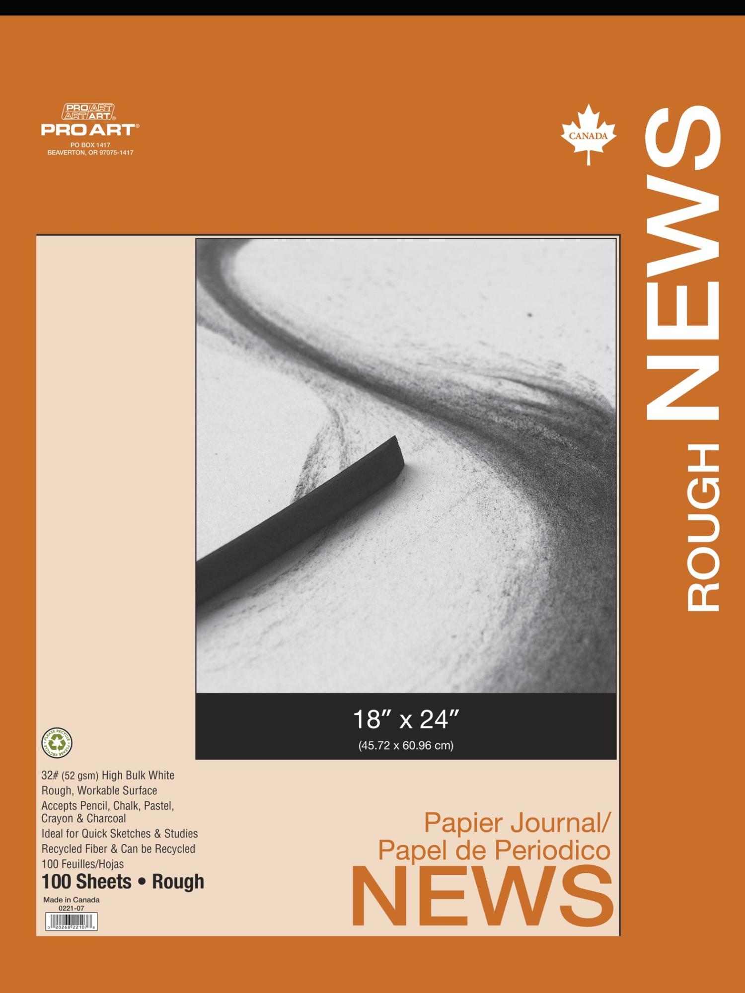 PRO ART Newsprint Paper Pad 18-inch x 24-inch 100 Sheet Tape Bound ...