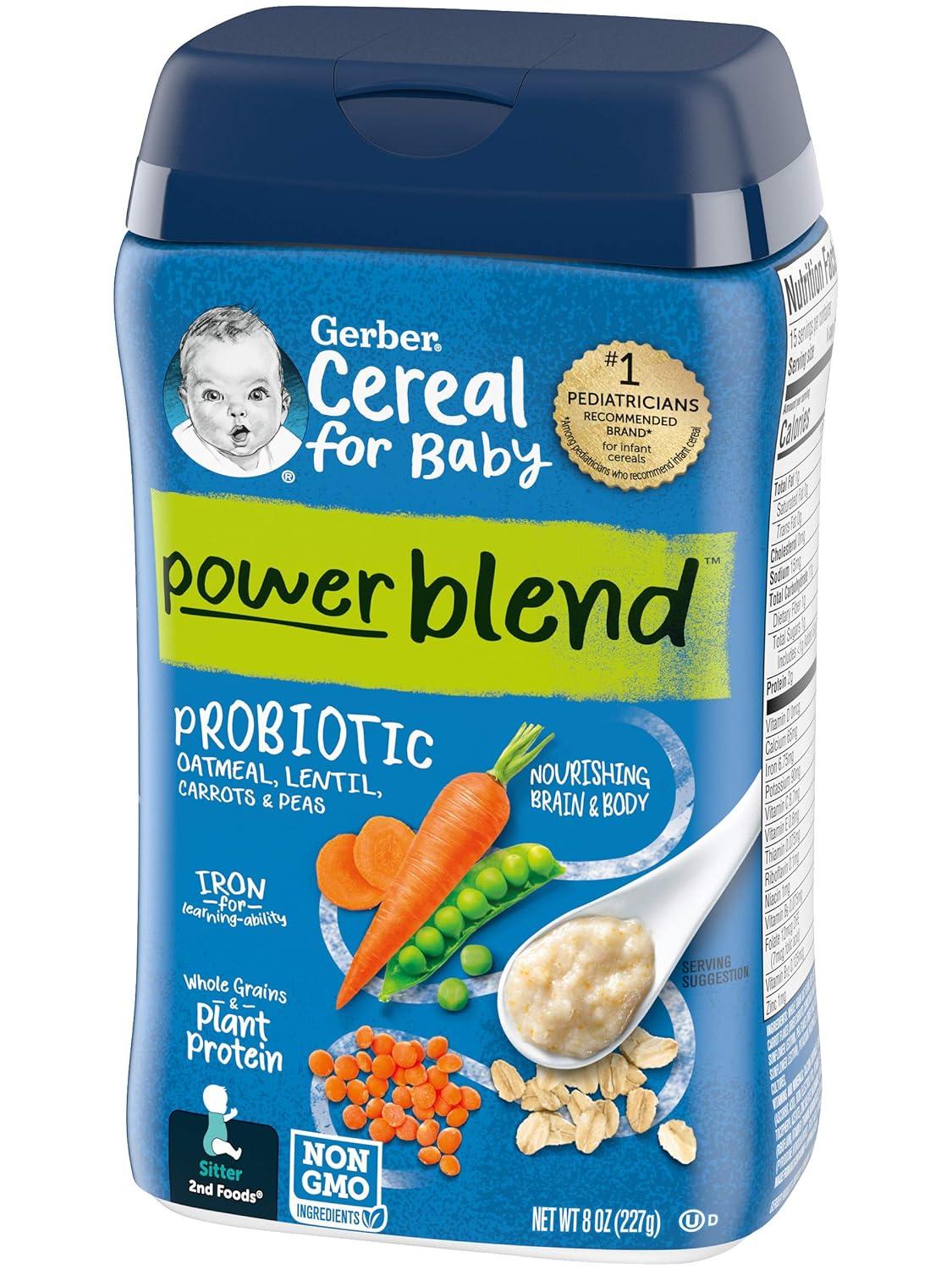 Gerber 2nd Foods Power Blend Probiotic Oatmeal Lentil Carrots & Peas ...
