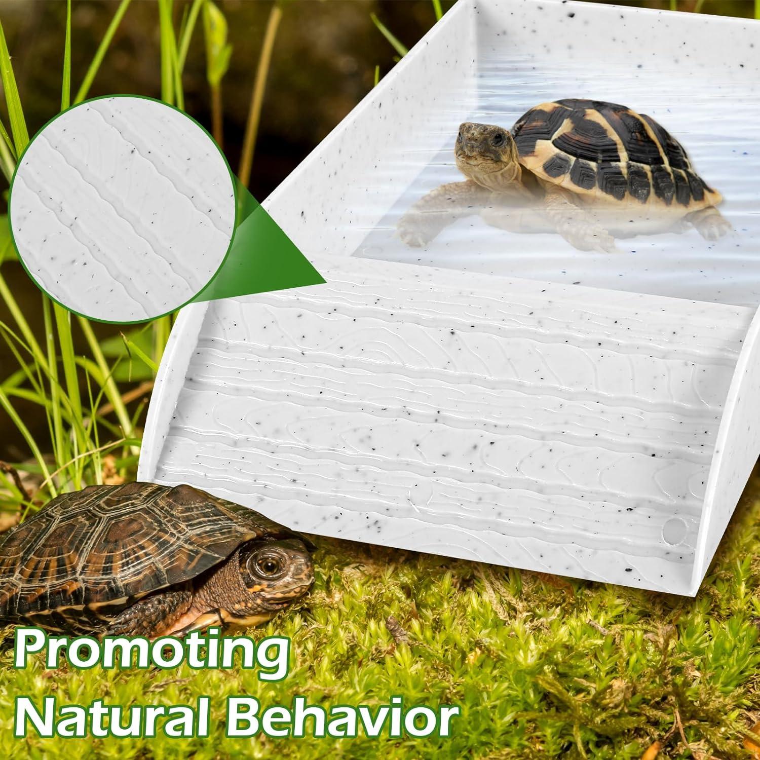 Tortoise Bath Dish Tortoise Water Bowl with Anti-Slip Ramp Reptile Food ...