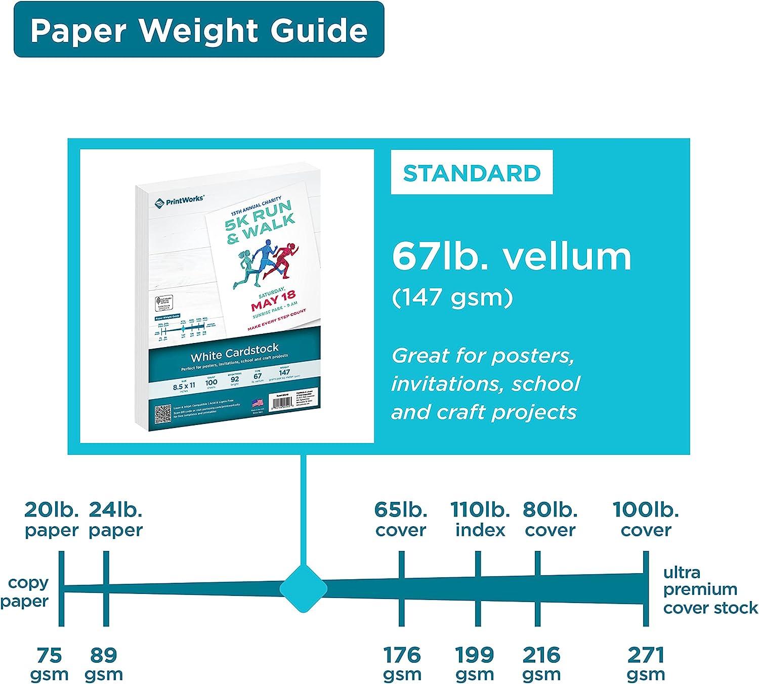 Printworks White Cardstock 67 lb 92 Bright FSC Certified Perfect for ...