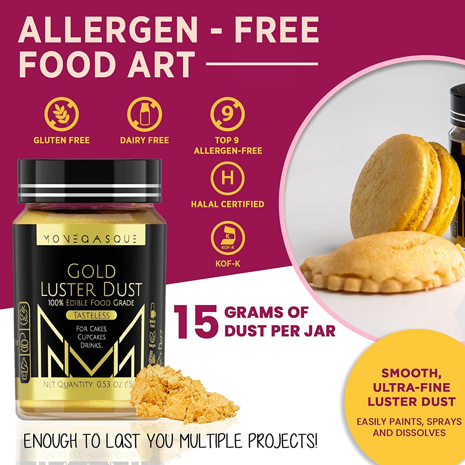 Gold Luster Dust Edible Glitter 15g - Vegan Gold Sprinkles for Cake ...