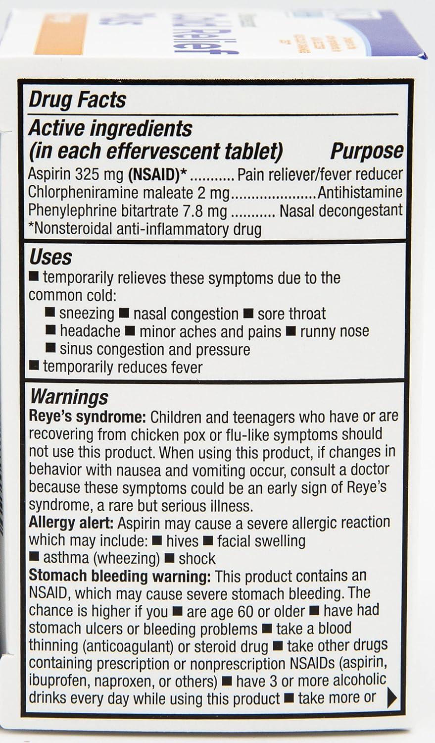 Quality Choice Cold Medicine Effervescent Tablets - Cold Relief, Pain ...