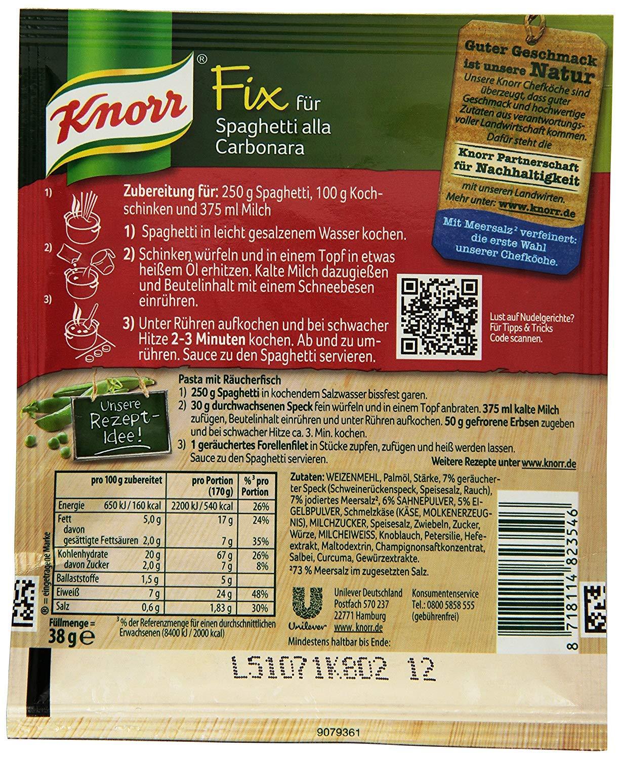 Knorr Fix Spaghetti alla Carbonara Seasoning Mix - Pack of 4 | Buy Now ...