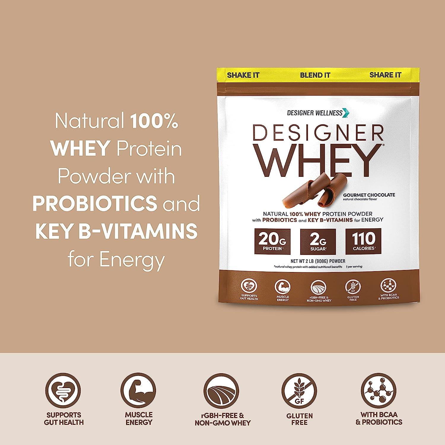 Designer Wellness Designer Whey Natural Protein Powder with Probiotics ...