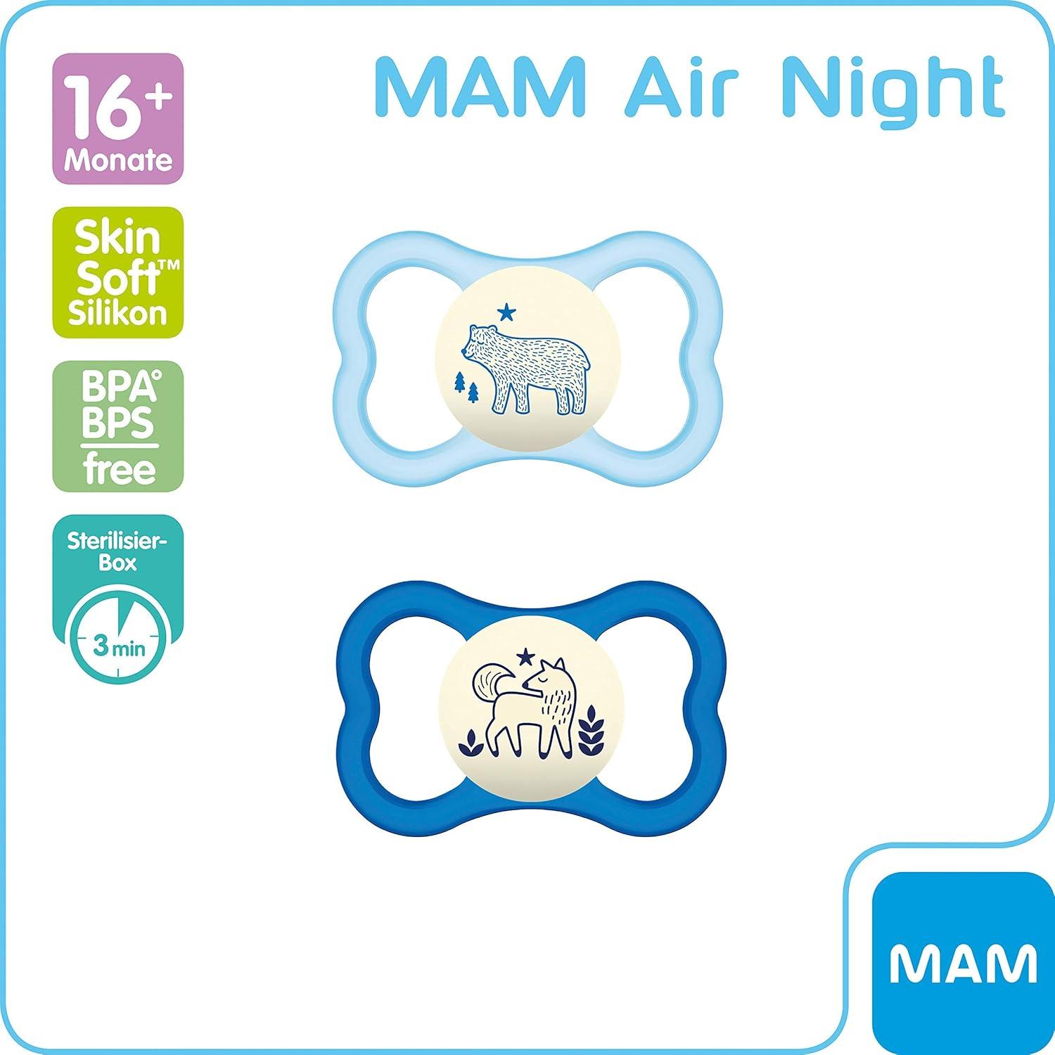 Buy Mam Air Night Silicone Pacifiers - Set of 2 Tooth-Friendly ...