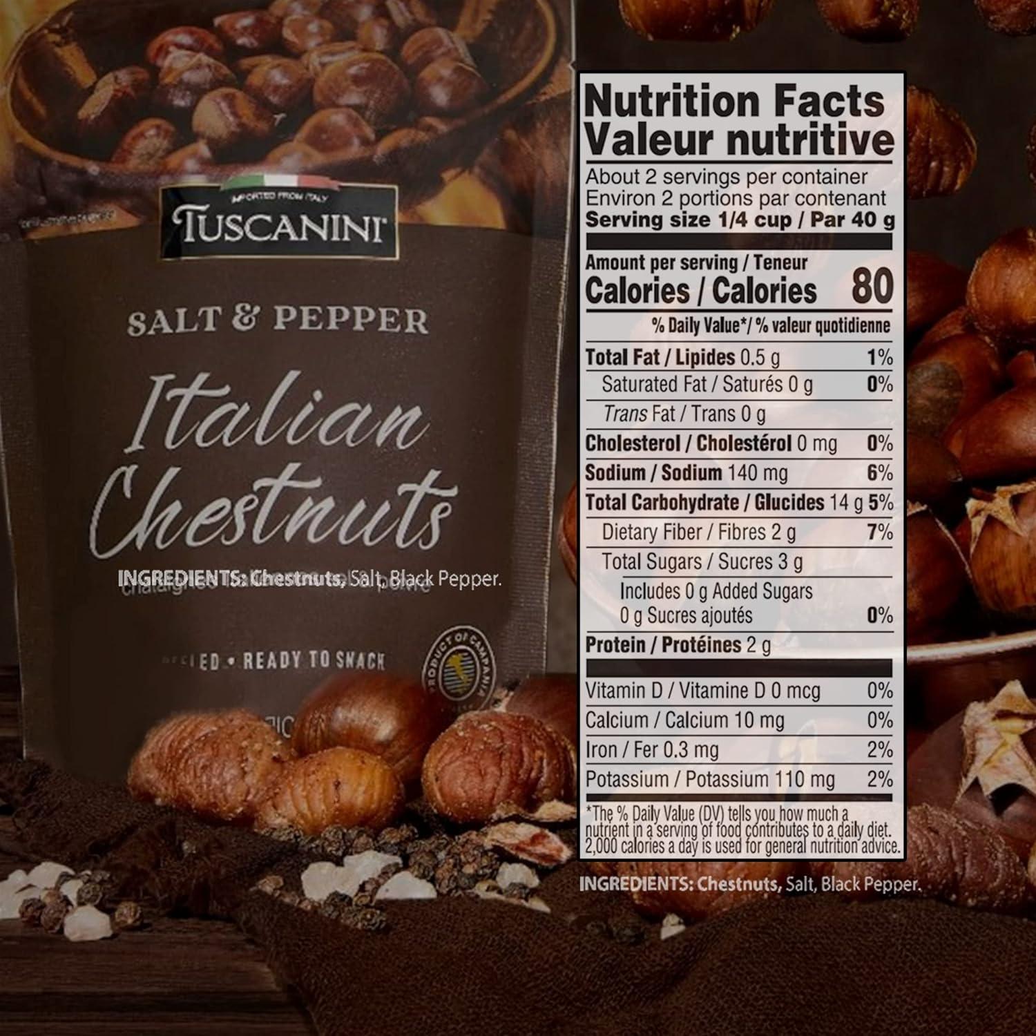Tuscanini Premium Italian Chestnuts Seasoned with Salt & Pepper 3.5oz ...