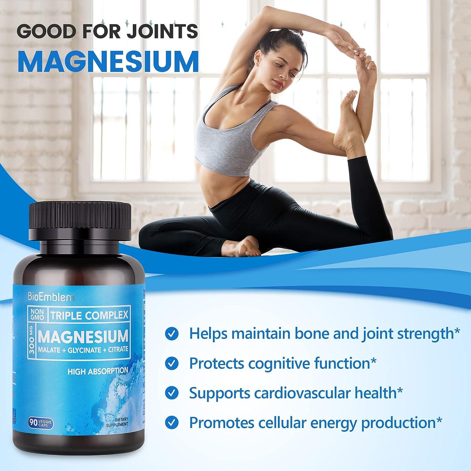BioEmblem High Absorption Triple Magnesium Complex 300mg | Supports Nerves, Energy & Muscle ...