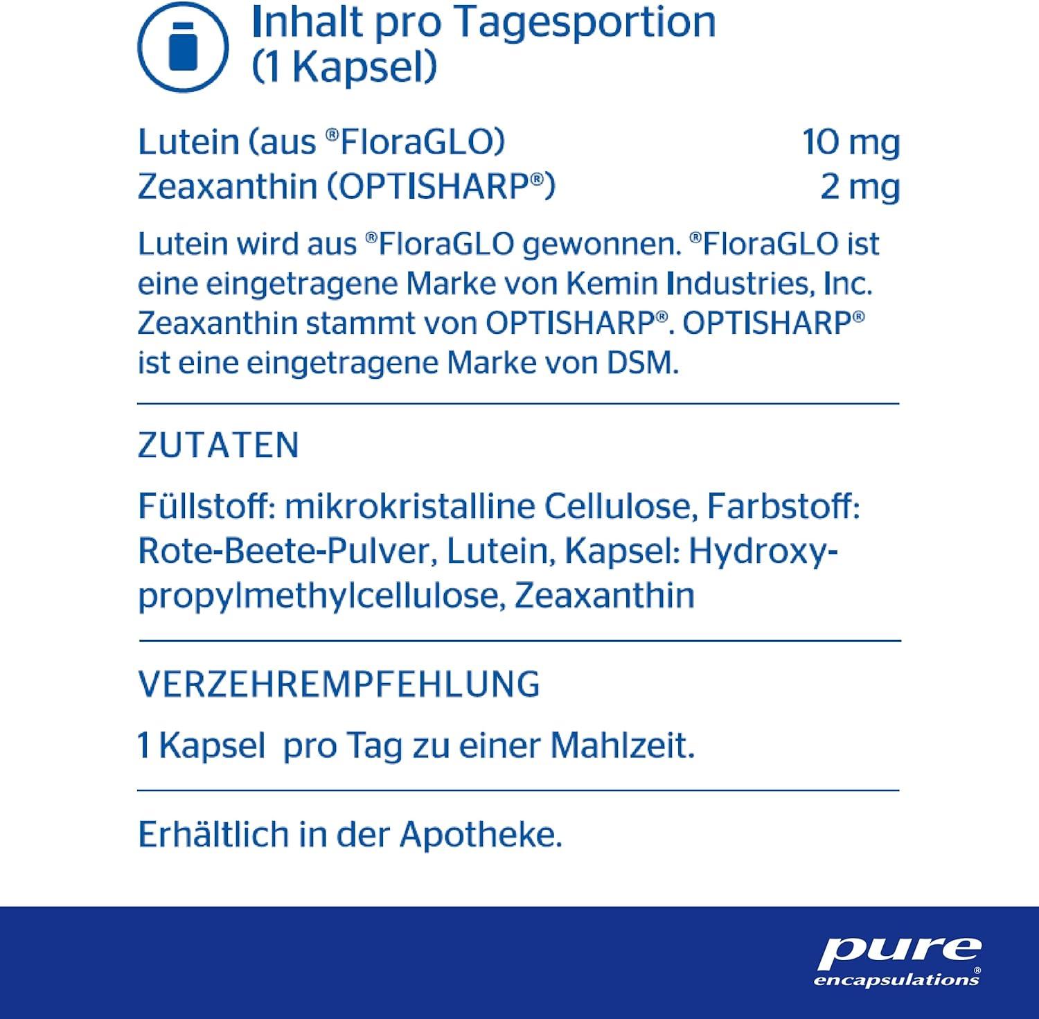 Buy Pure Encapsulations Lutein/Zeaxanthin 60 Capsules - Premium Eye ...