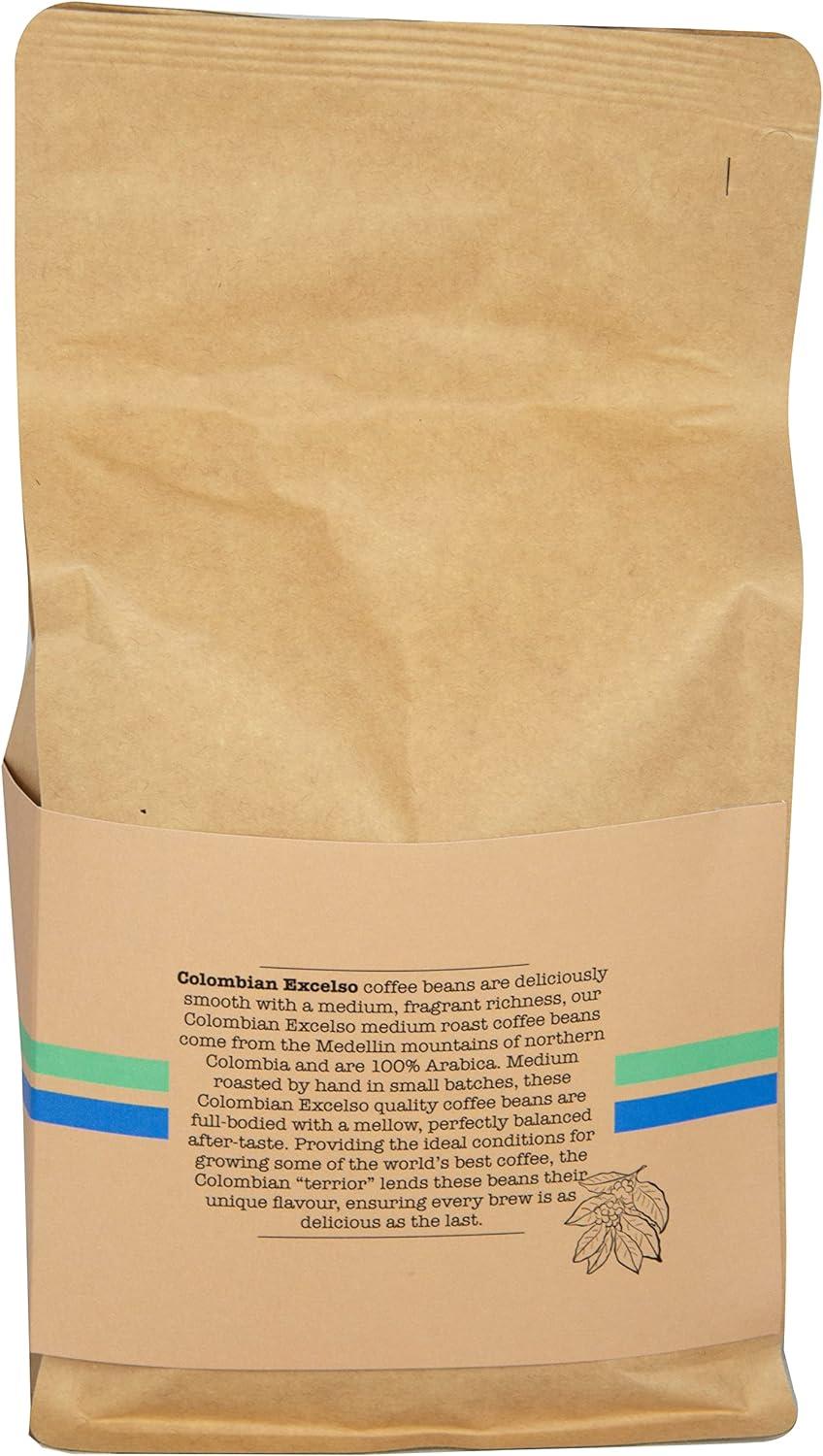 Colombian Excelso 100% Arabica Medium Roast Whole Coffee Beans - 500g ...