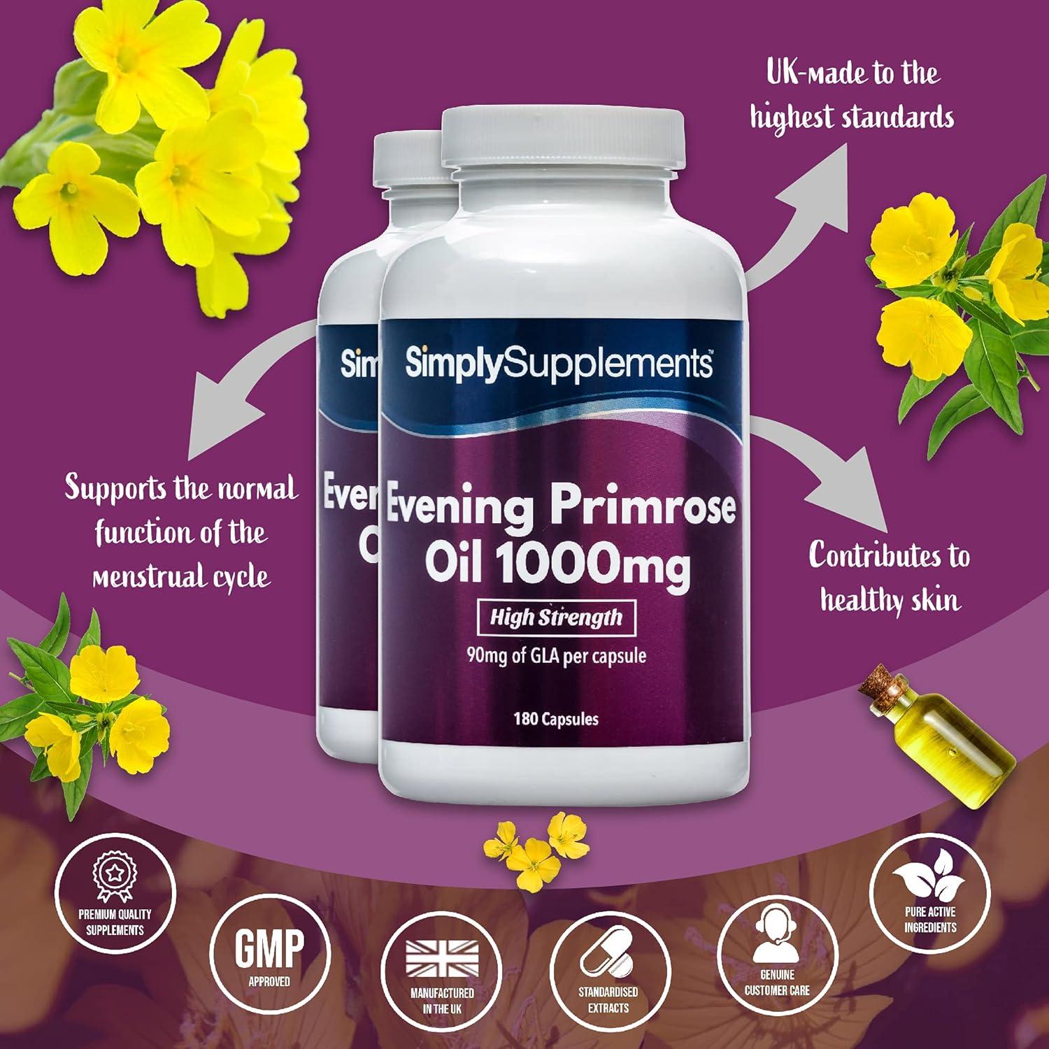 Evening Primrose Oil 1000mg | 360 Capsules | UK Made for Quality | Buy ...