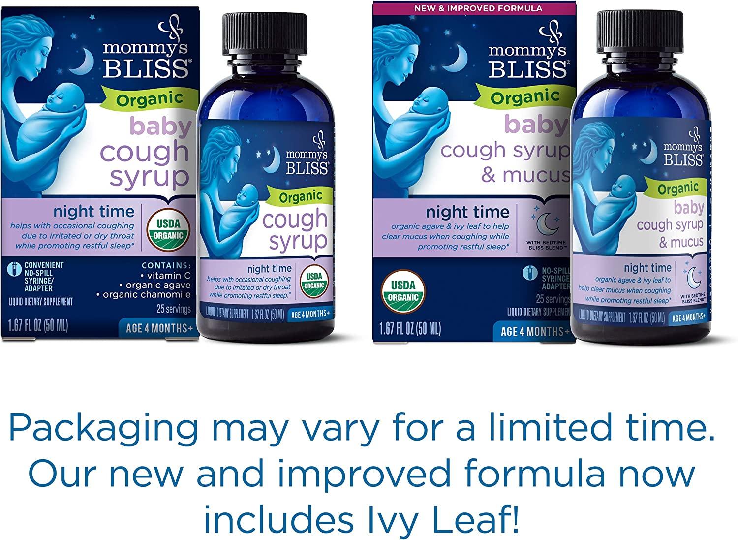 Mommy's Bliss Organic Baby Cough Syrup & Mucus Night Time 1.67 fl oz ...