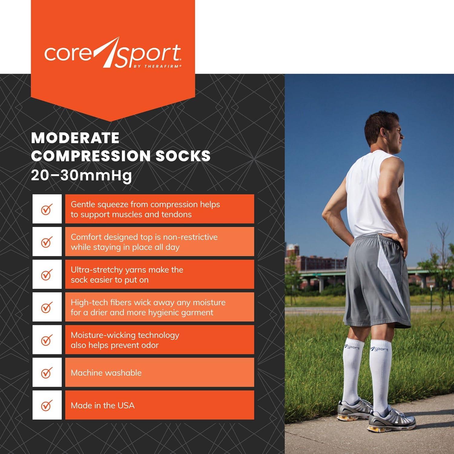 CoreSport 20-30mmHg Compression Socks - Large Black | Athletic ...